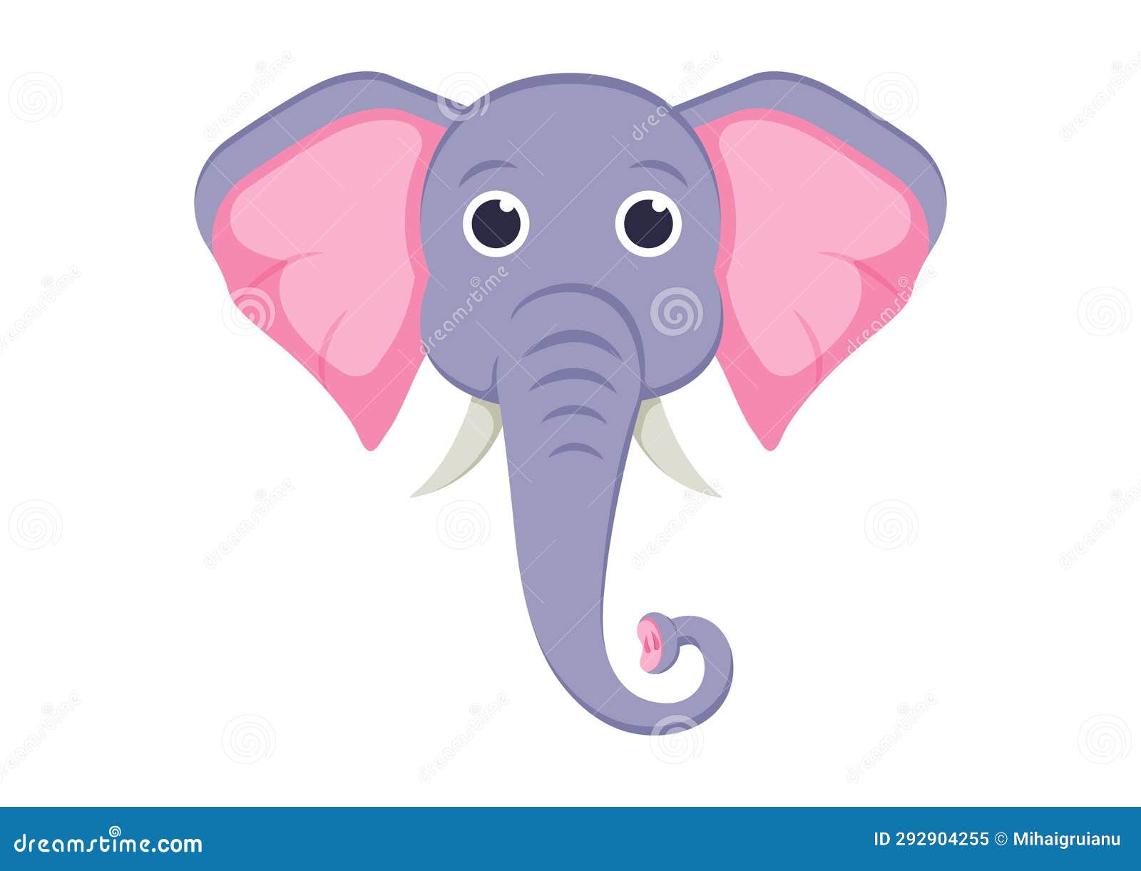 Elephant Face Cartoon Character Vector Illustration Stock Vector ...