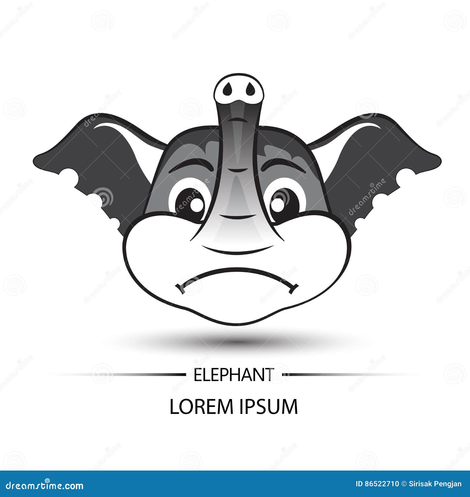 Elephant Face Frown Logo and White Background Vector Stock Vector ...