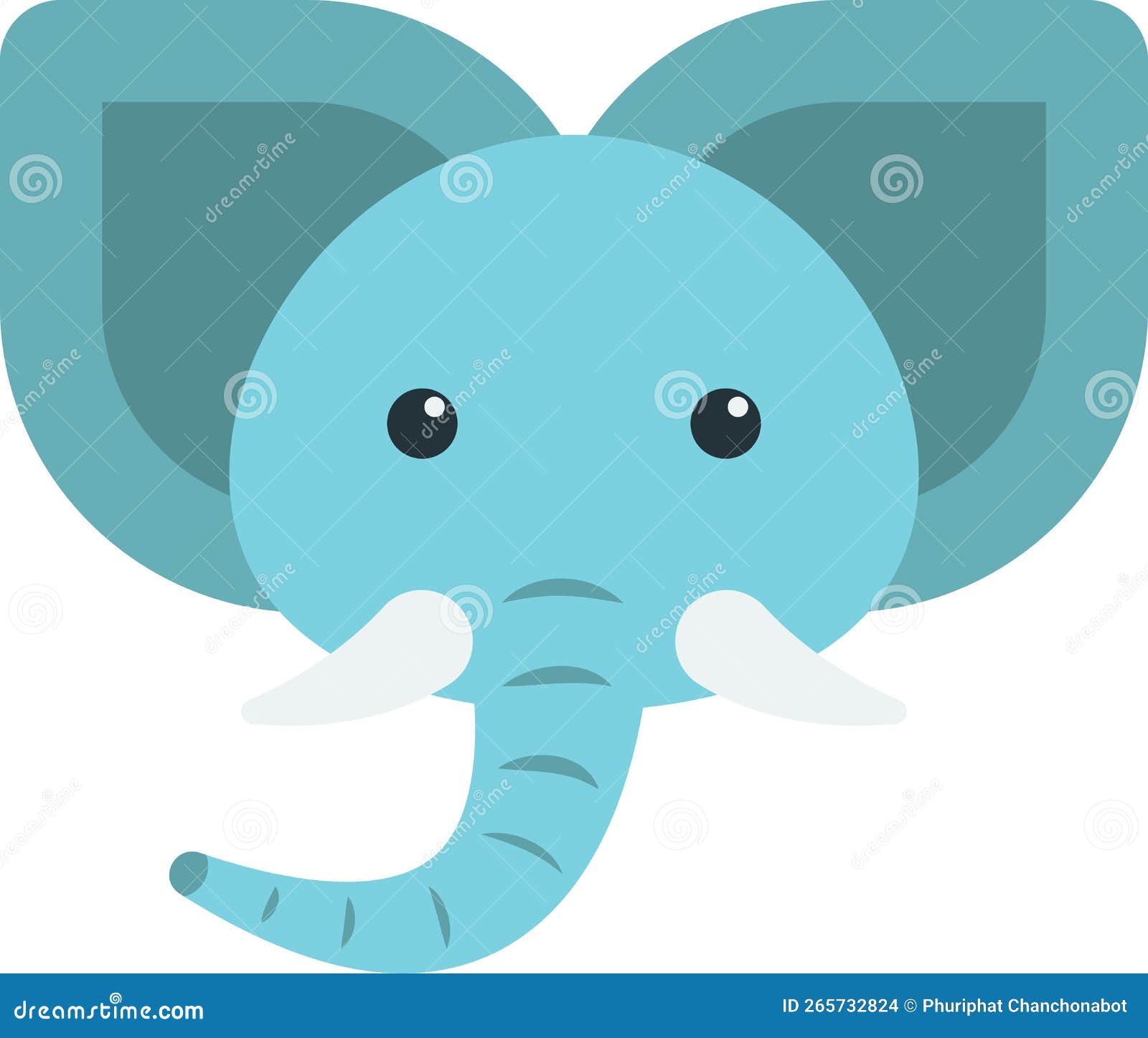 Elephant Face Illustration in Minimal Style Stock Vector - Illustration ...