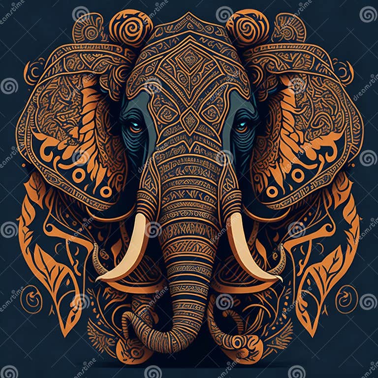 Elephant face illustration stock vector. Illustration of clothing ...