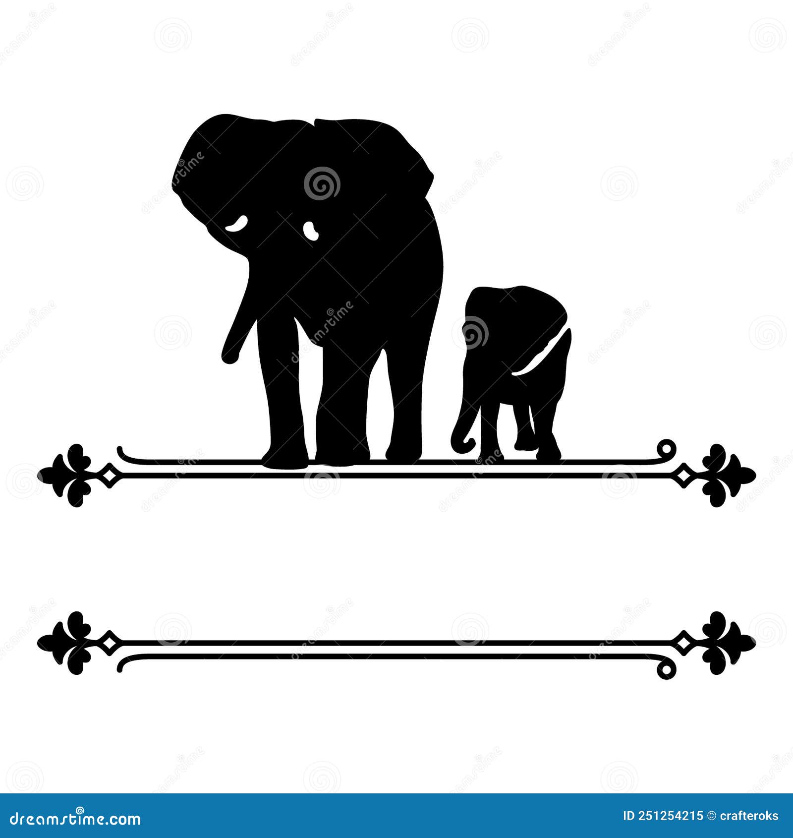 Elephant Family Split Frame Monogram EPS Vector Stock Illustration ...