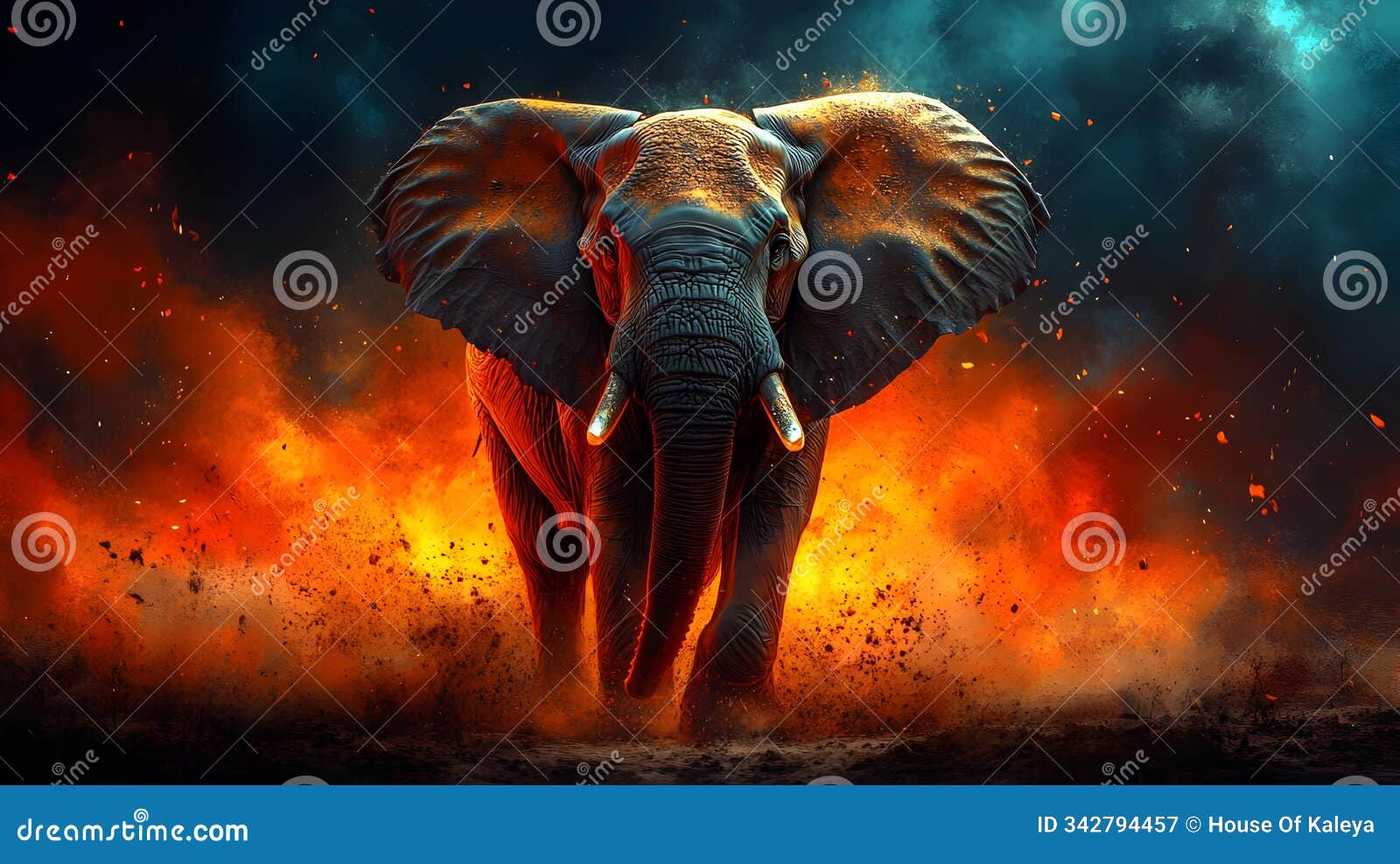 Elephant in Fire Illustration Stock Illustration - Illustration of ...