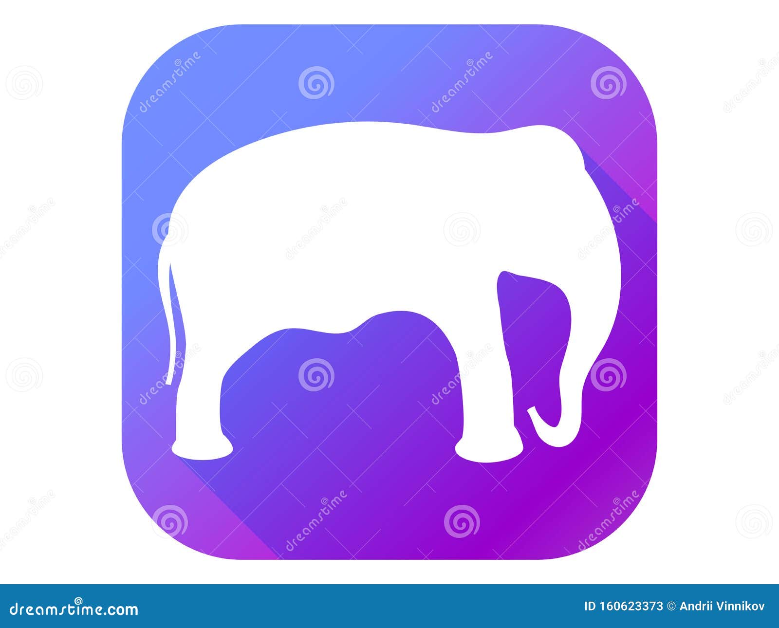 Elephant Flat Icon With Long Shadow. Contour Of An Elephant On A ...