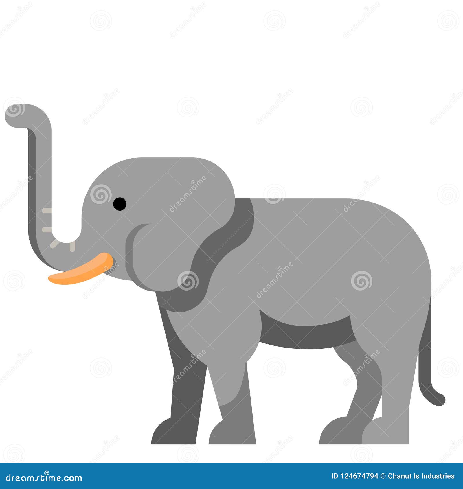 Elephant flat illustration stock vector. Illustration of mammal - 124674794