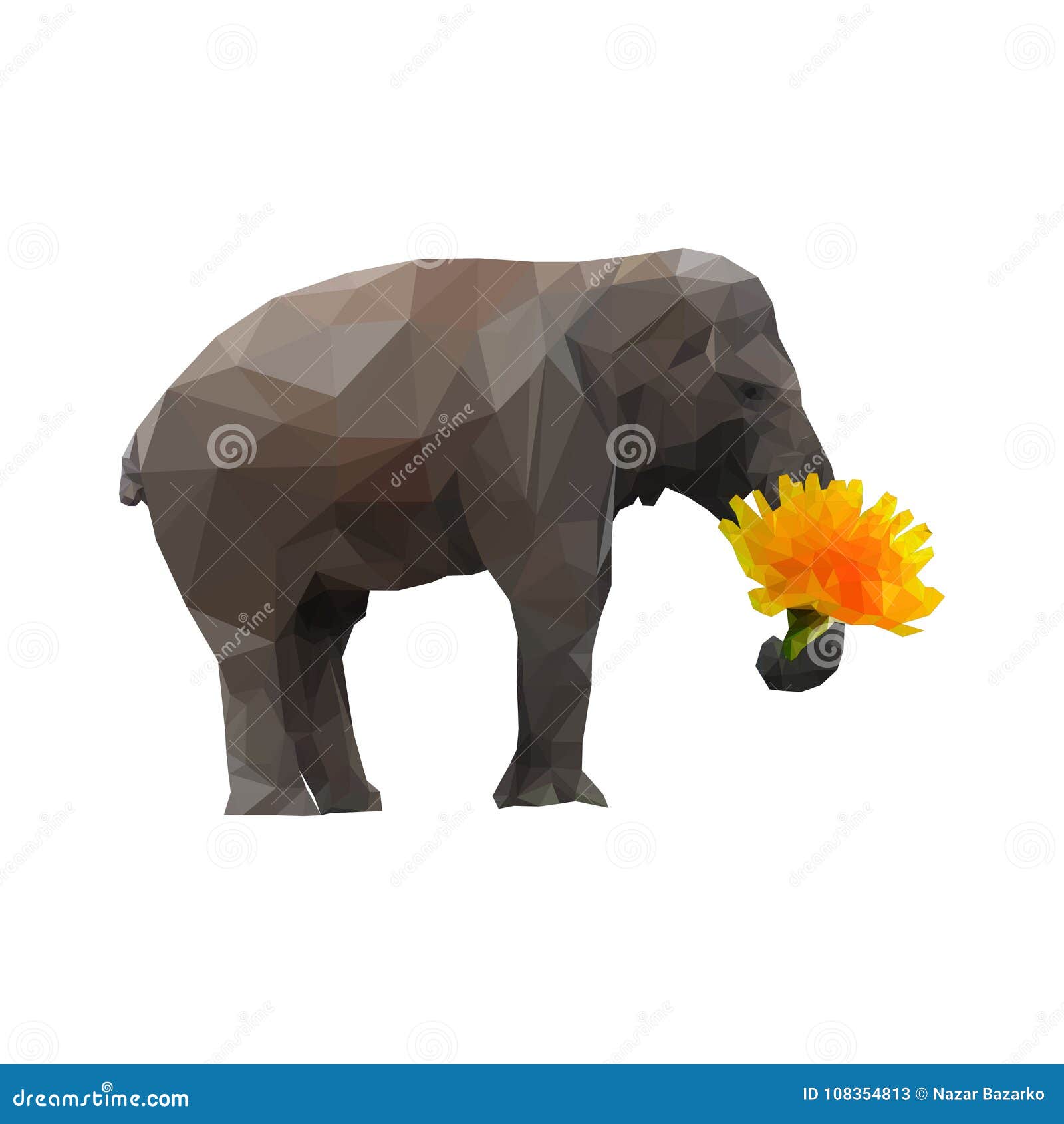 Elephant with a Flower in the Trunk. Vector Stock Illustration ...