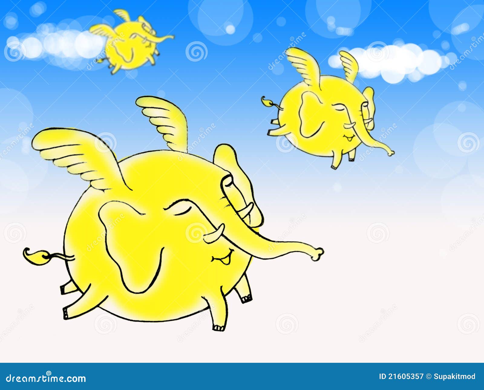 Elephant fly freedom stock illustration. Illustration of beauty - 21605357