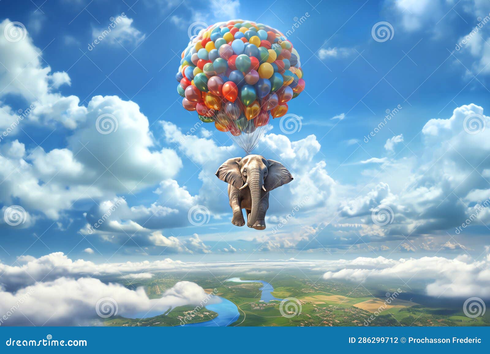 Elephant Flying in the Sky, AI Generated Stock Illustration ...