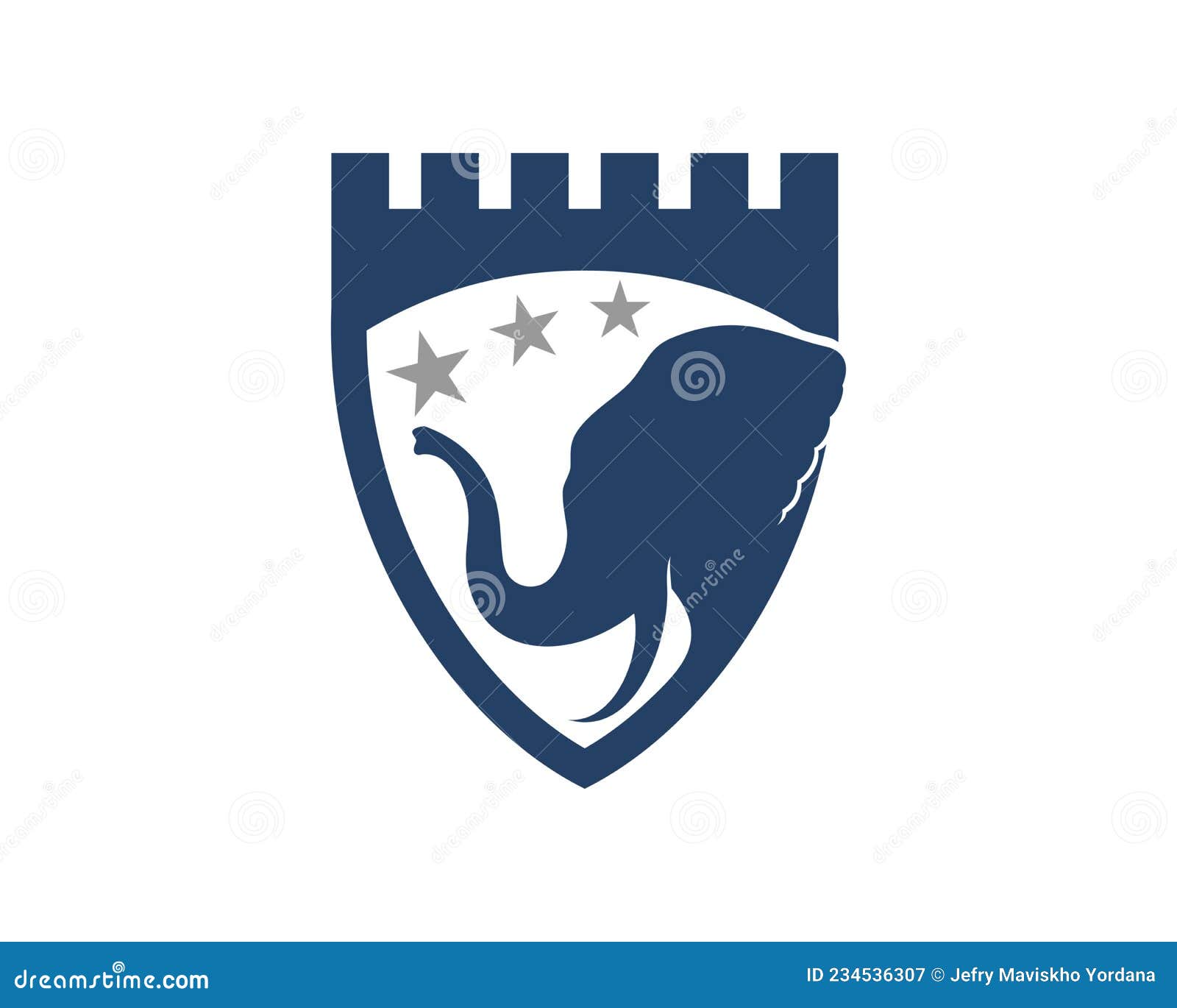 Elephant in the Fortress Shield Logo Stock Illustration - Illustration ...