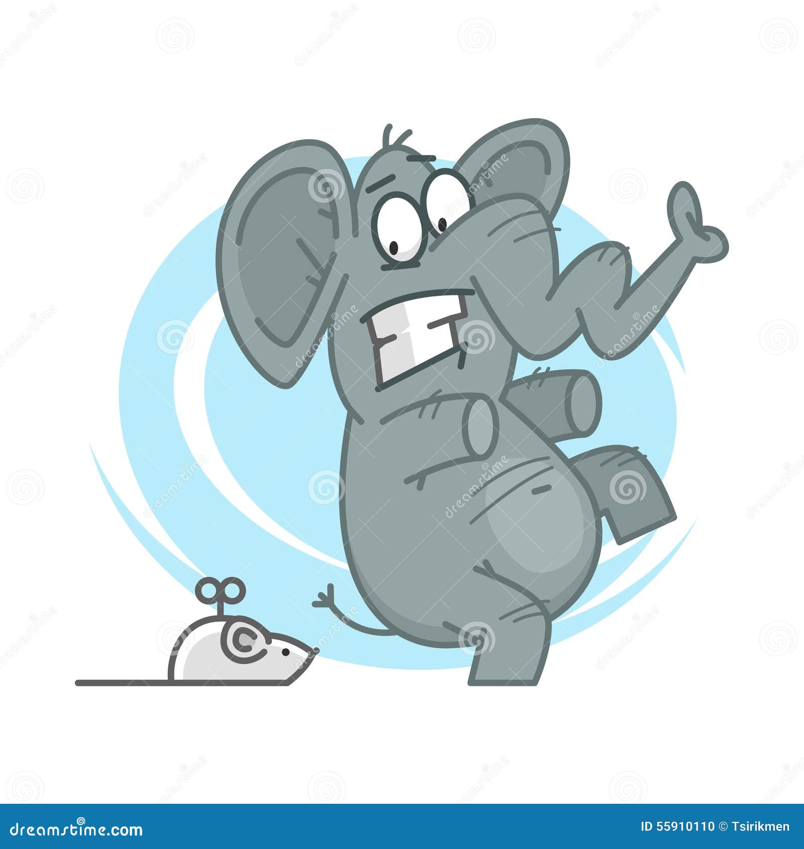 Elephant Frightened Of Mechanical Mouse Vector Illustration ...