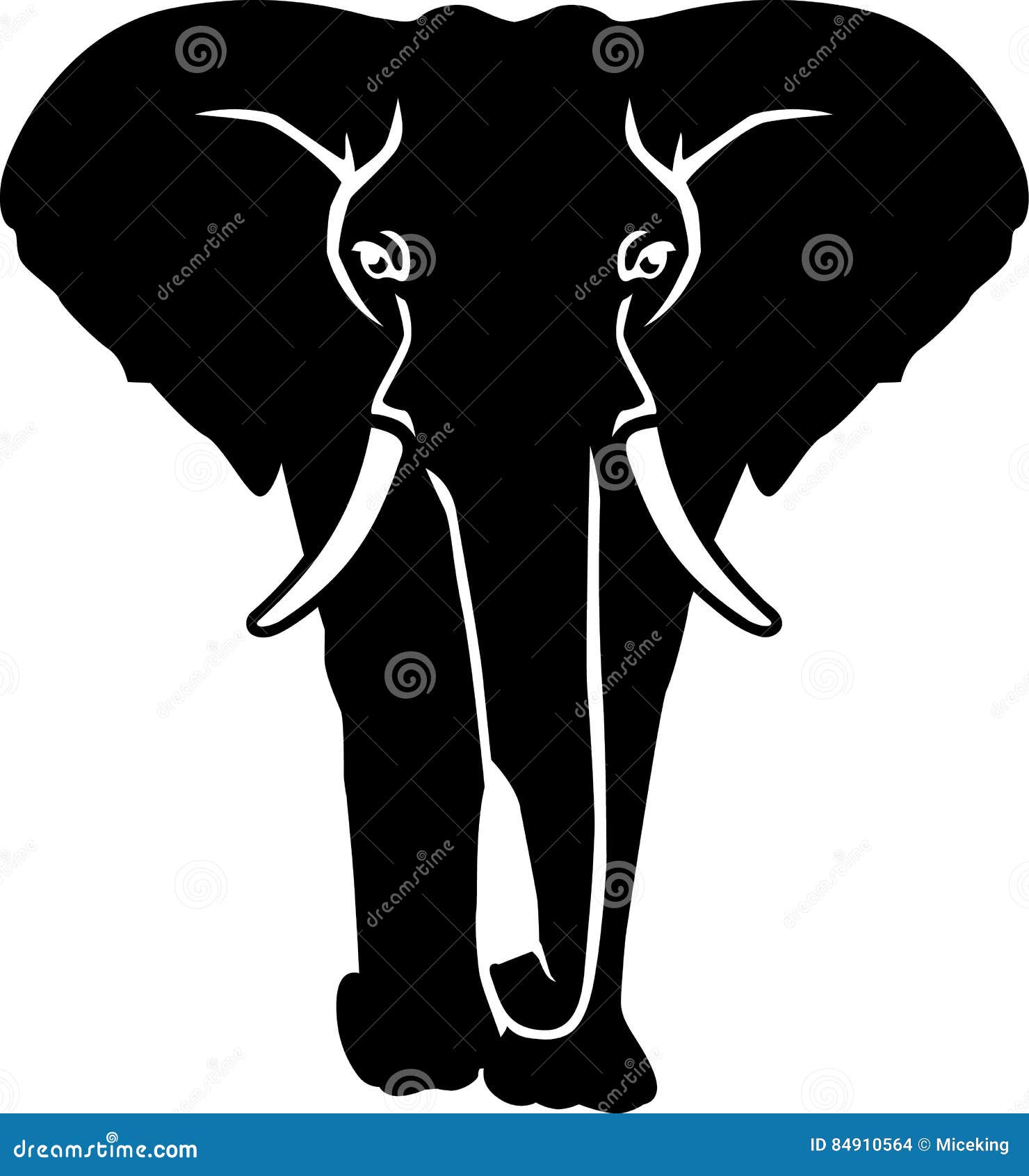 Elephant from the front stock vector. Illustration of tusk - 84910564
