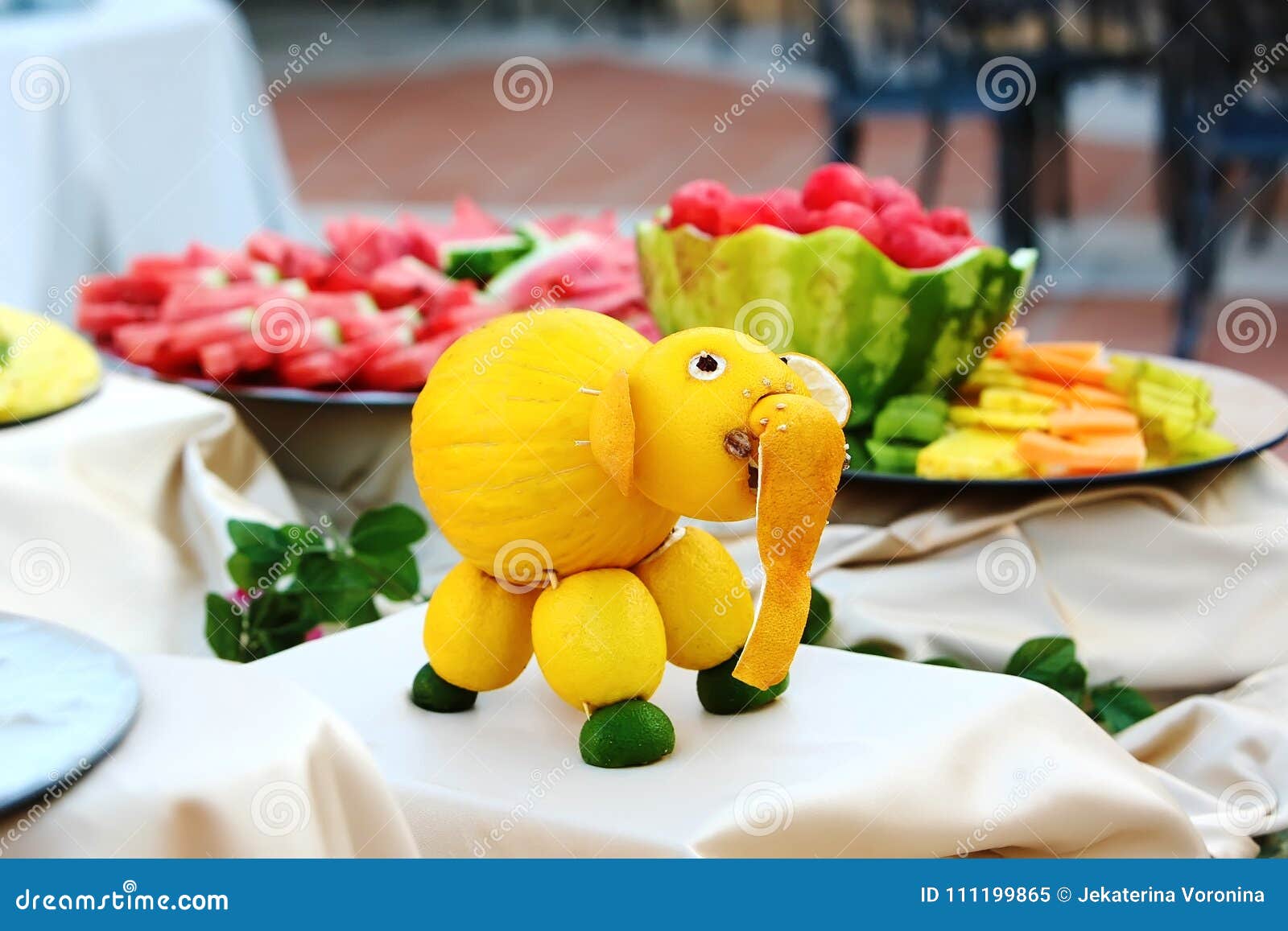 Fruit Carving from Melon and Lemons Stock Image - Image of crave ...