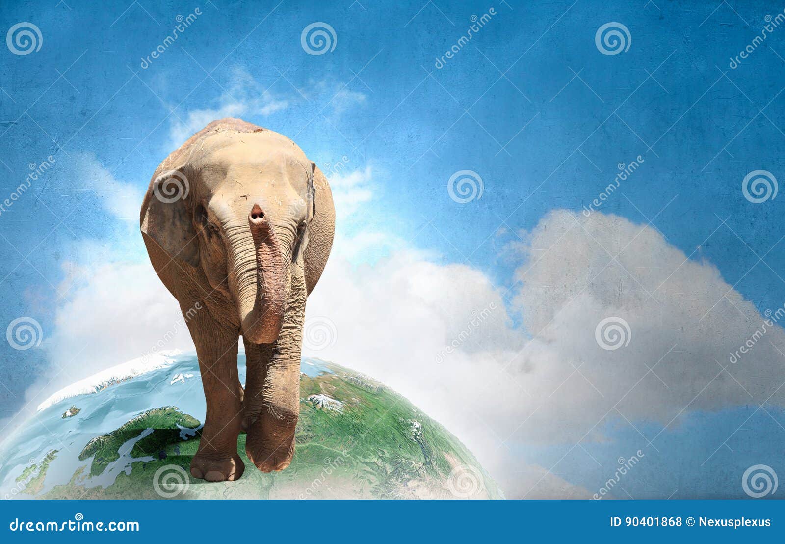 Elephant on Globe . Mixed Media Stock Photo - Image of nature ...