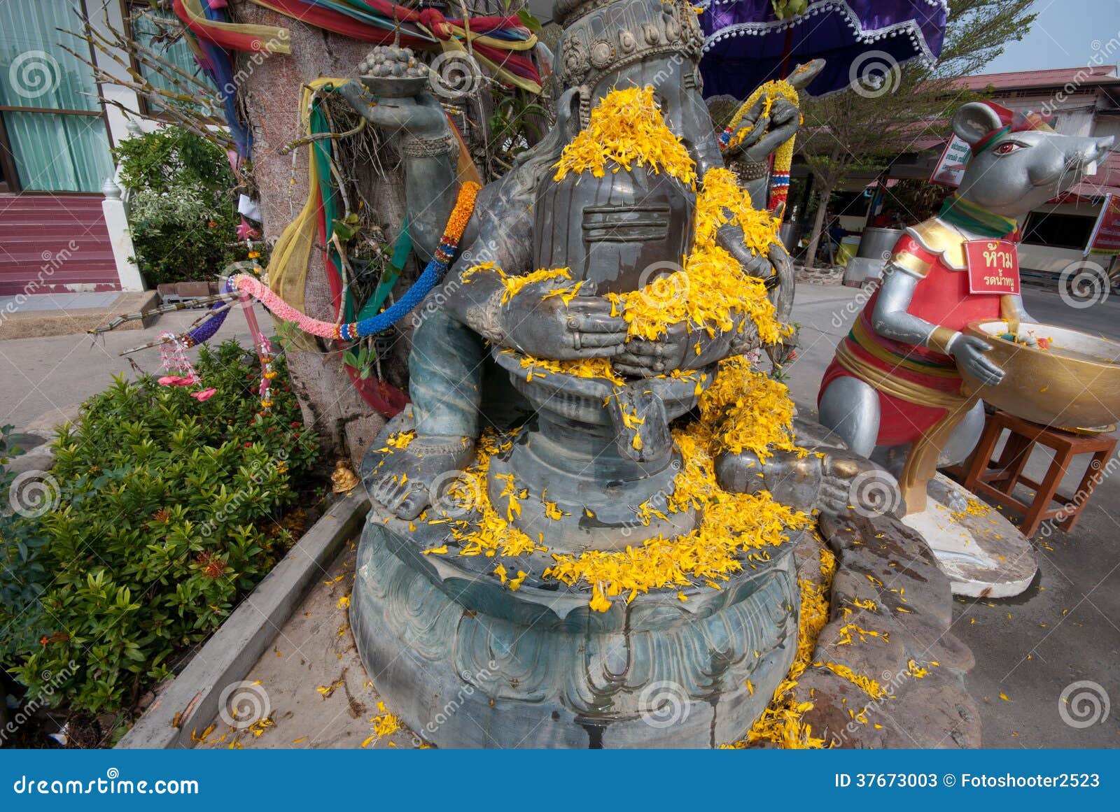 Elephant God and Rat Statue in Thailand Stock Image - Image of beach ...