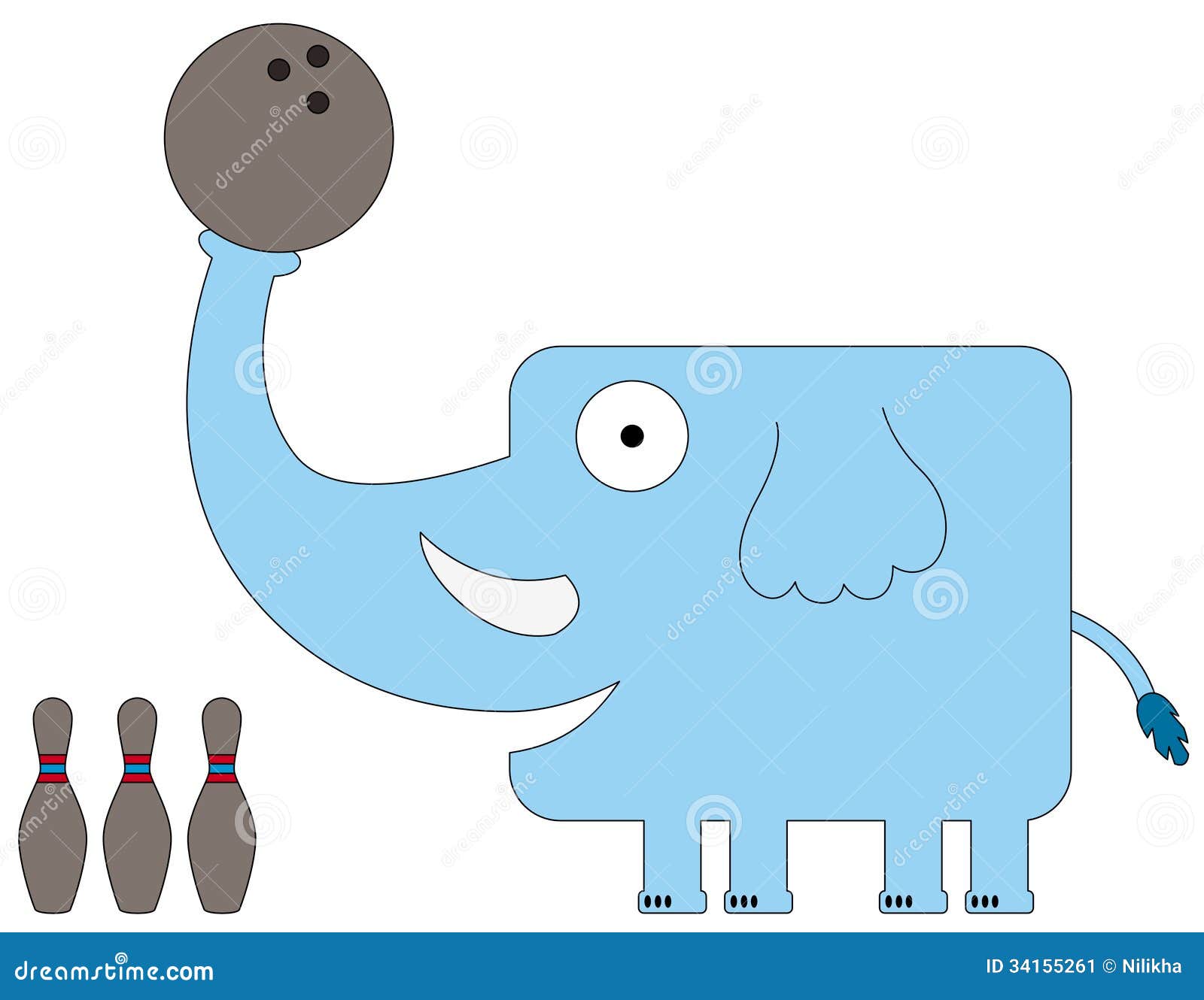 Elephant goes bowling stock illustration. Illustration of humor - 34155261
