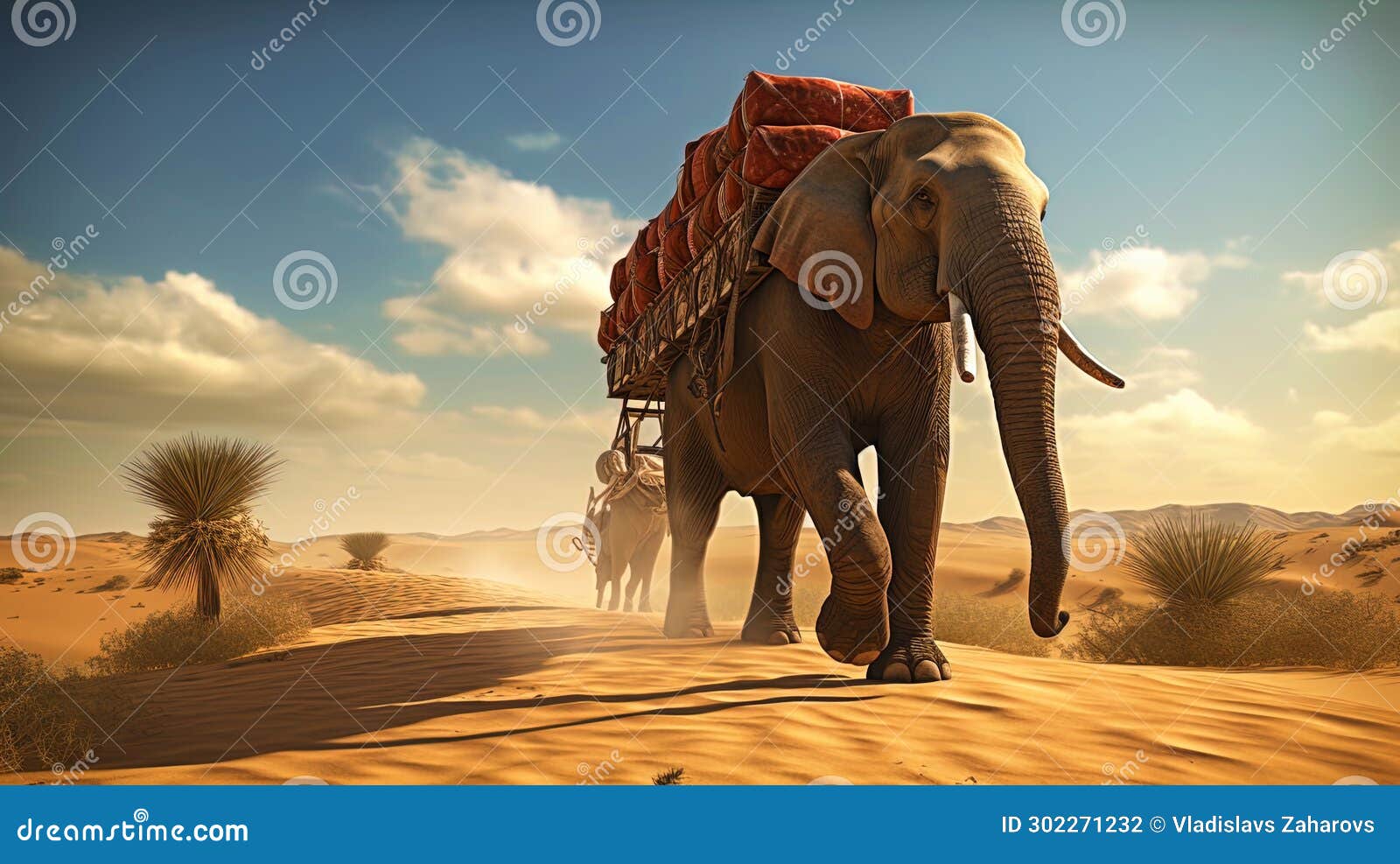 An Elephant Graphic Worker, Transporting Heavy Cargoes through the ...