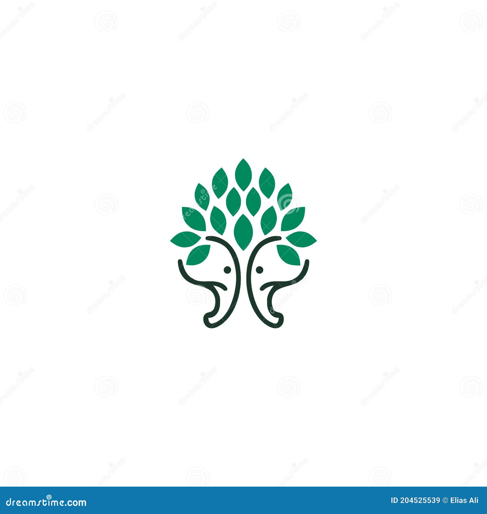 Elephant with Green Leaf Natural Environment Tree Abstract Logo Stock ...