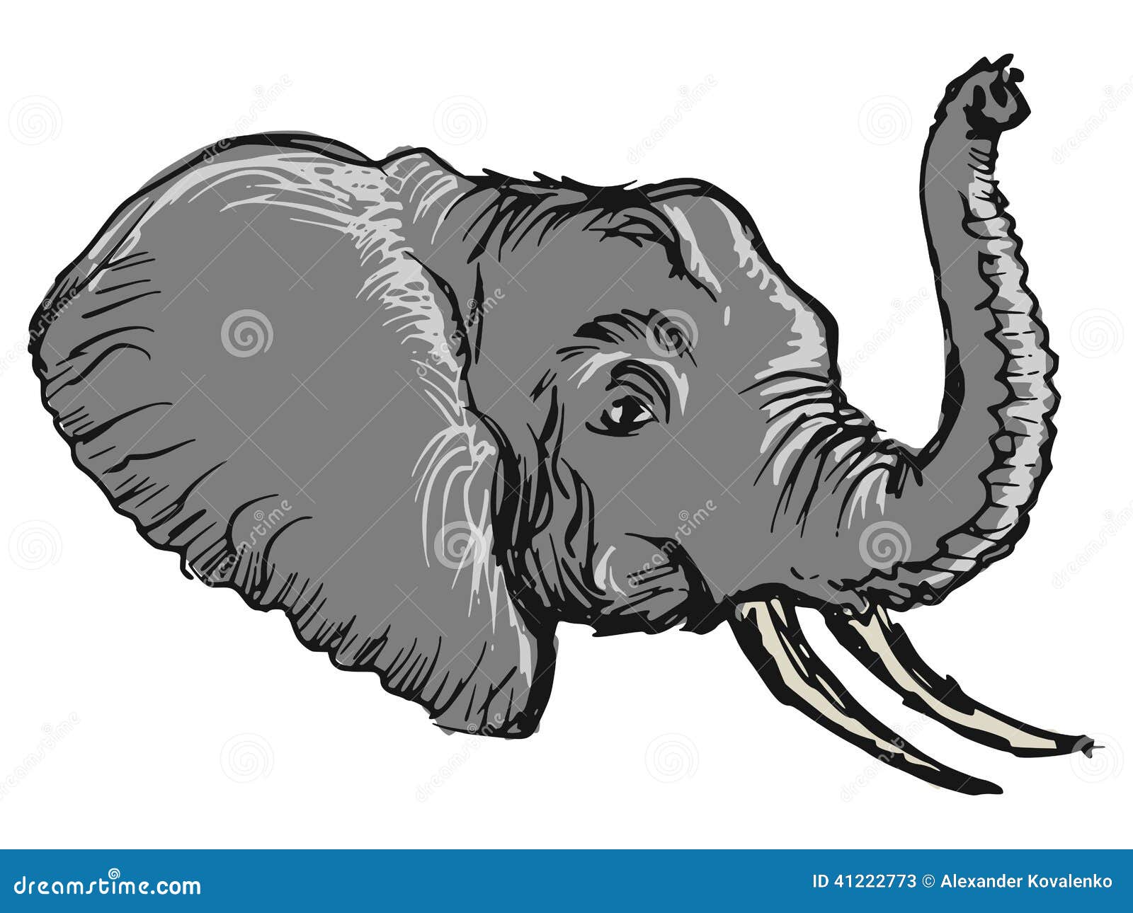 Elephant Head Side View Outline