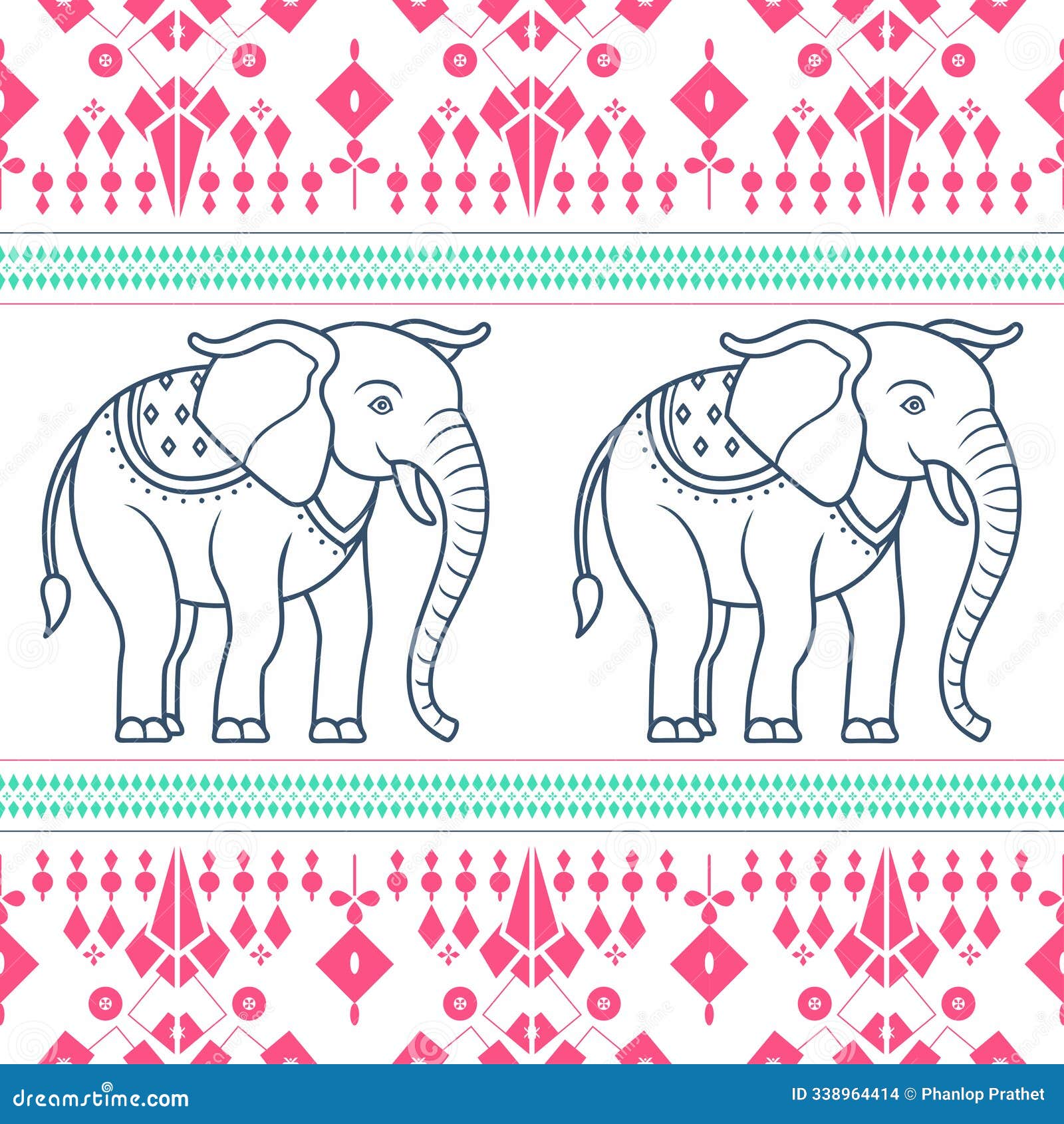 Elephant Harmony Patterns. it is Geometric and Seamless Stock Vector ...