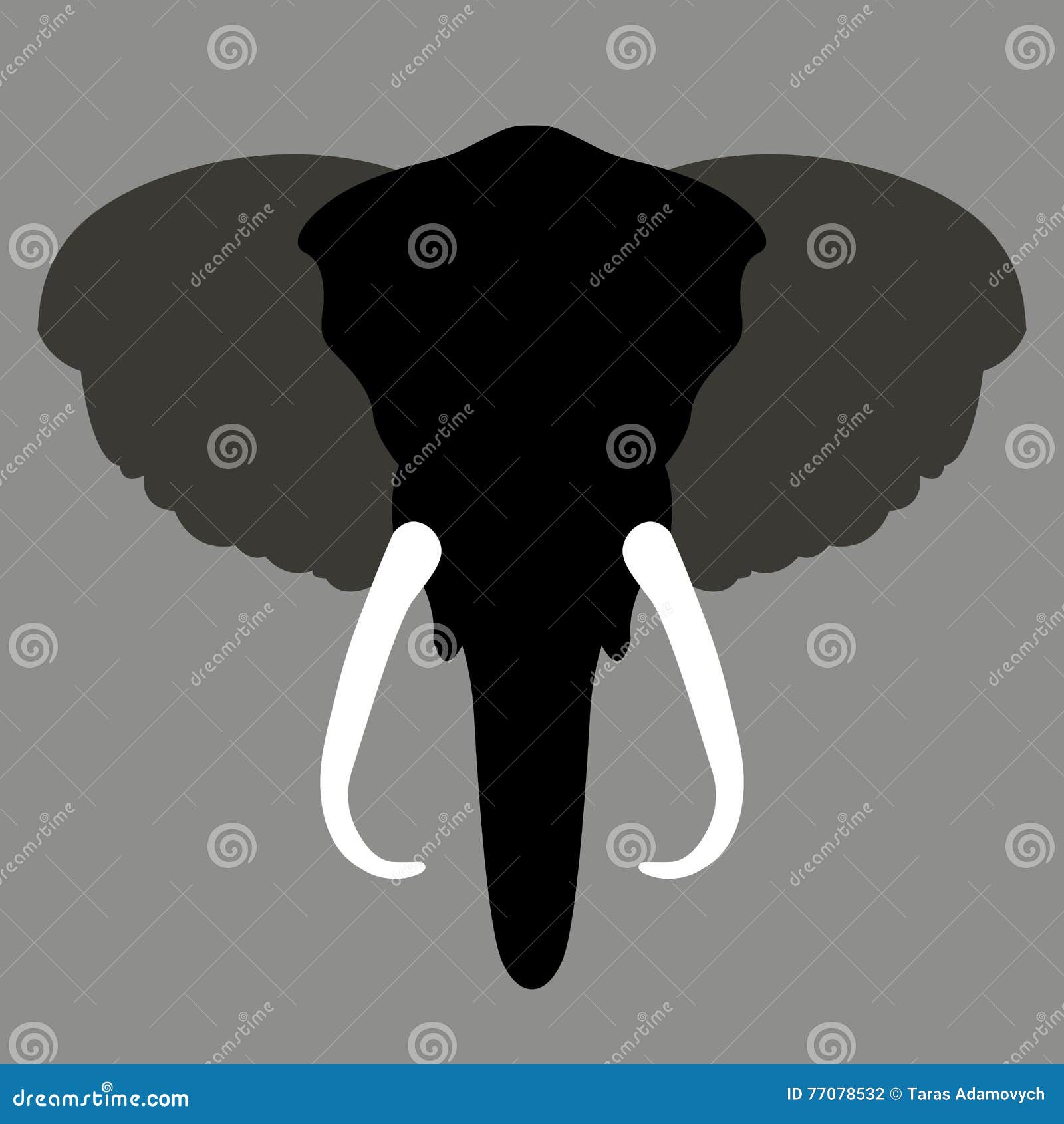 Elephant Head Face Vector Style Flat Stock Vector - Illustration of ...