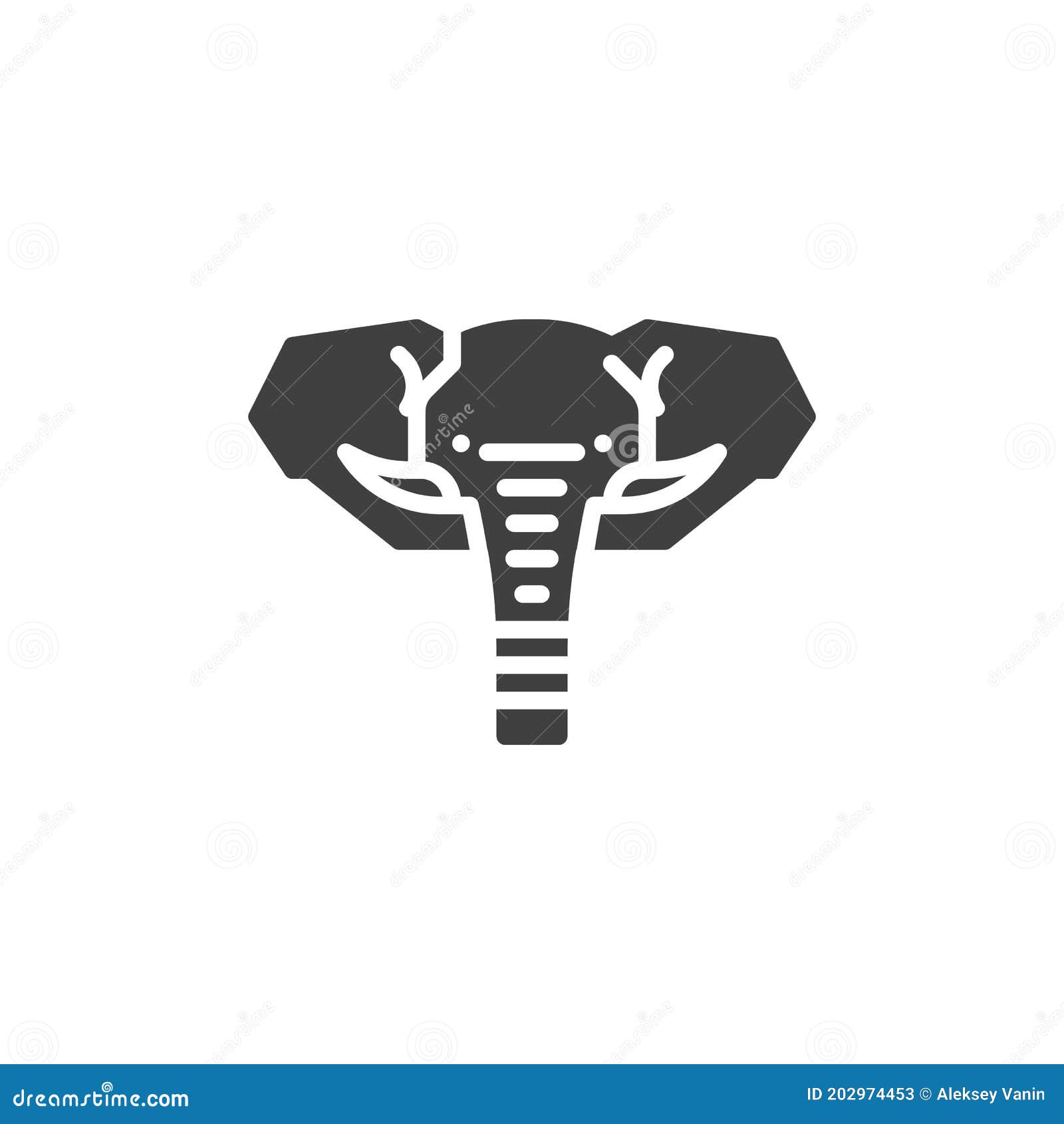 Elephant Head Front View Vector Icon Stock Vector - Illustration of ...