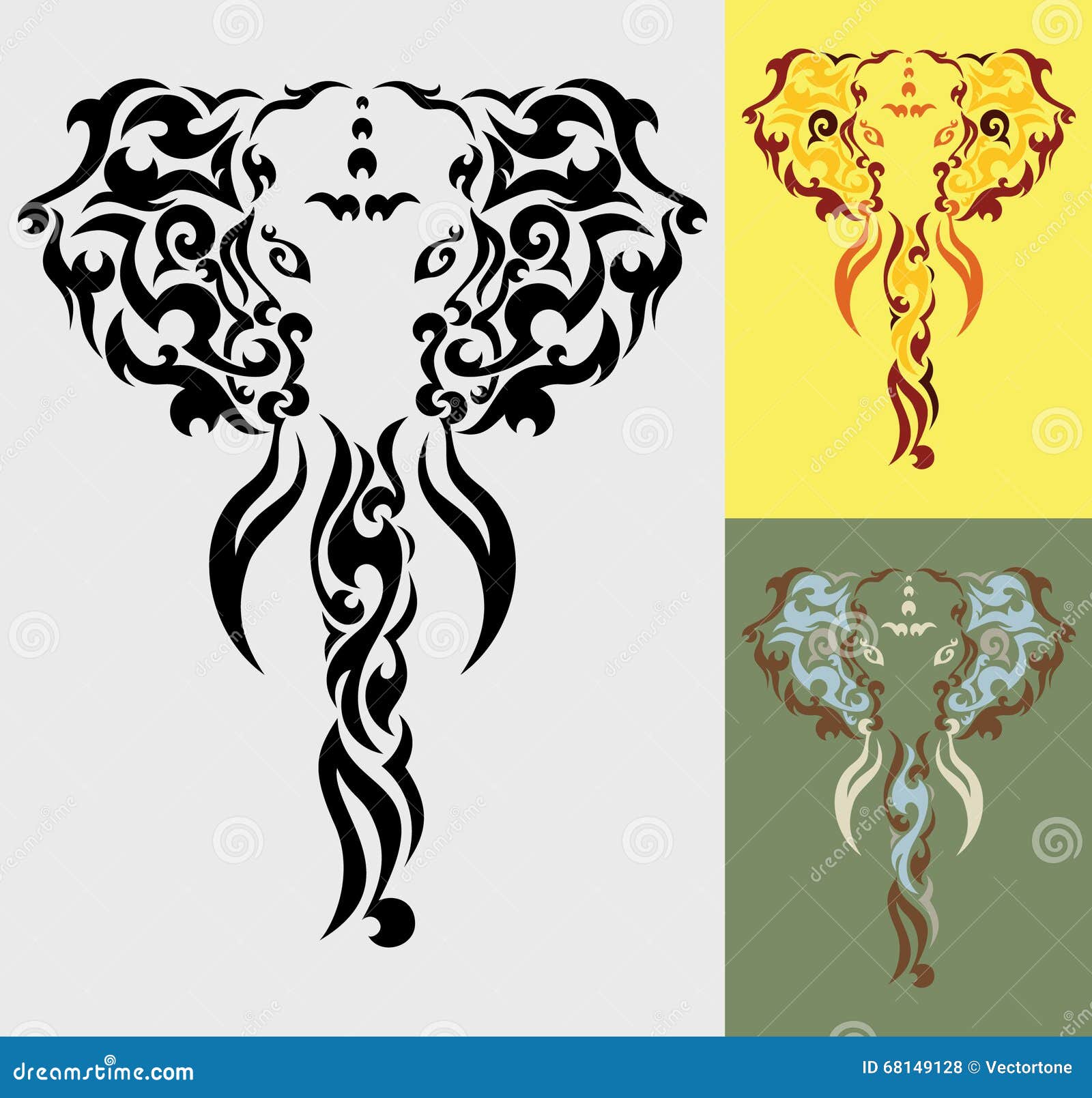 Elephant head graphic. stock vector. Illustration of colorful - 68149128