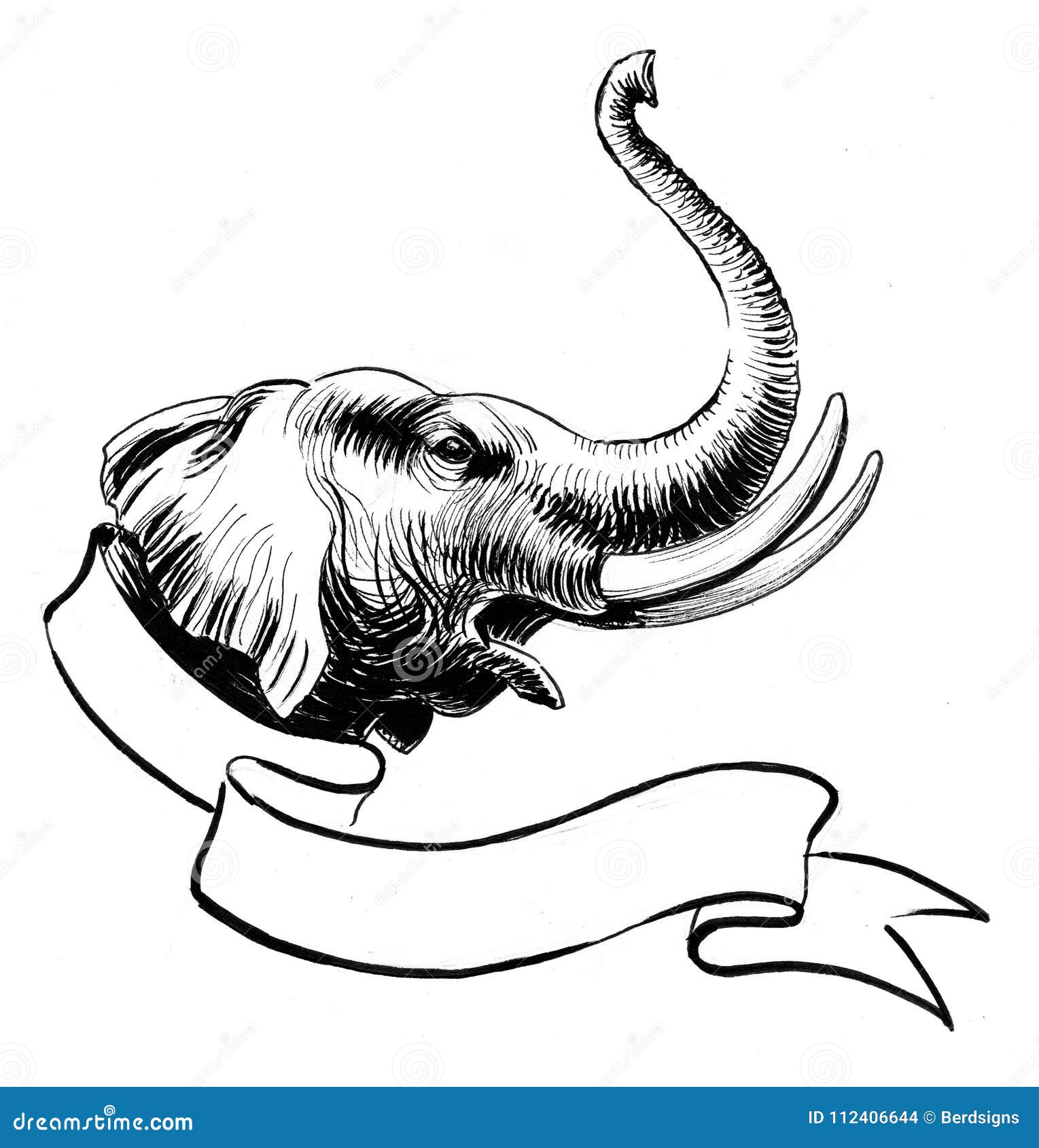 Elephant head stock illustration. Illustration of drawing - 112406644