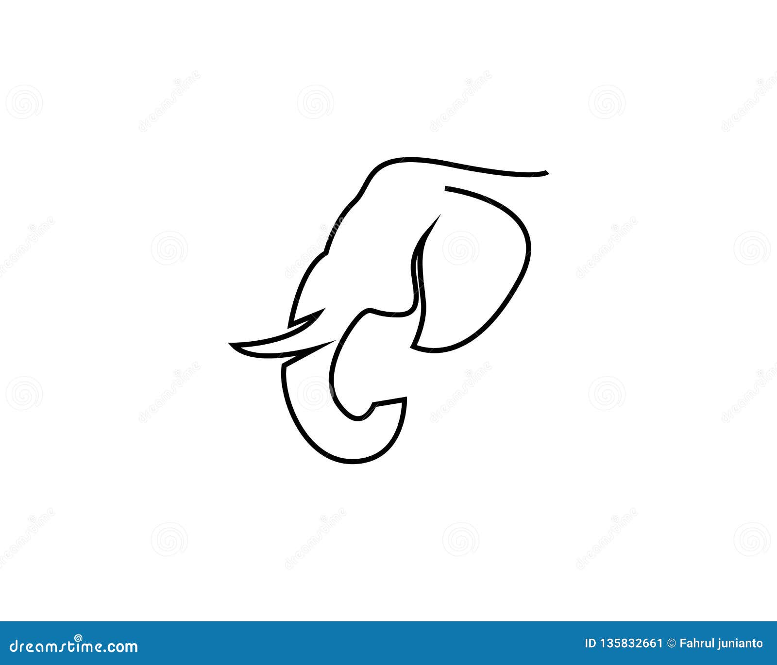 Elephant Head Line Vector Illustration Stock Vector - Illustration of ...