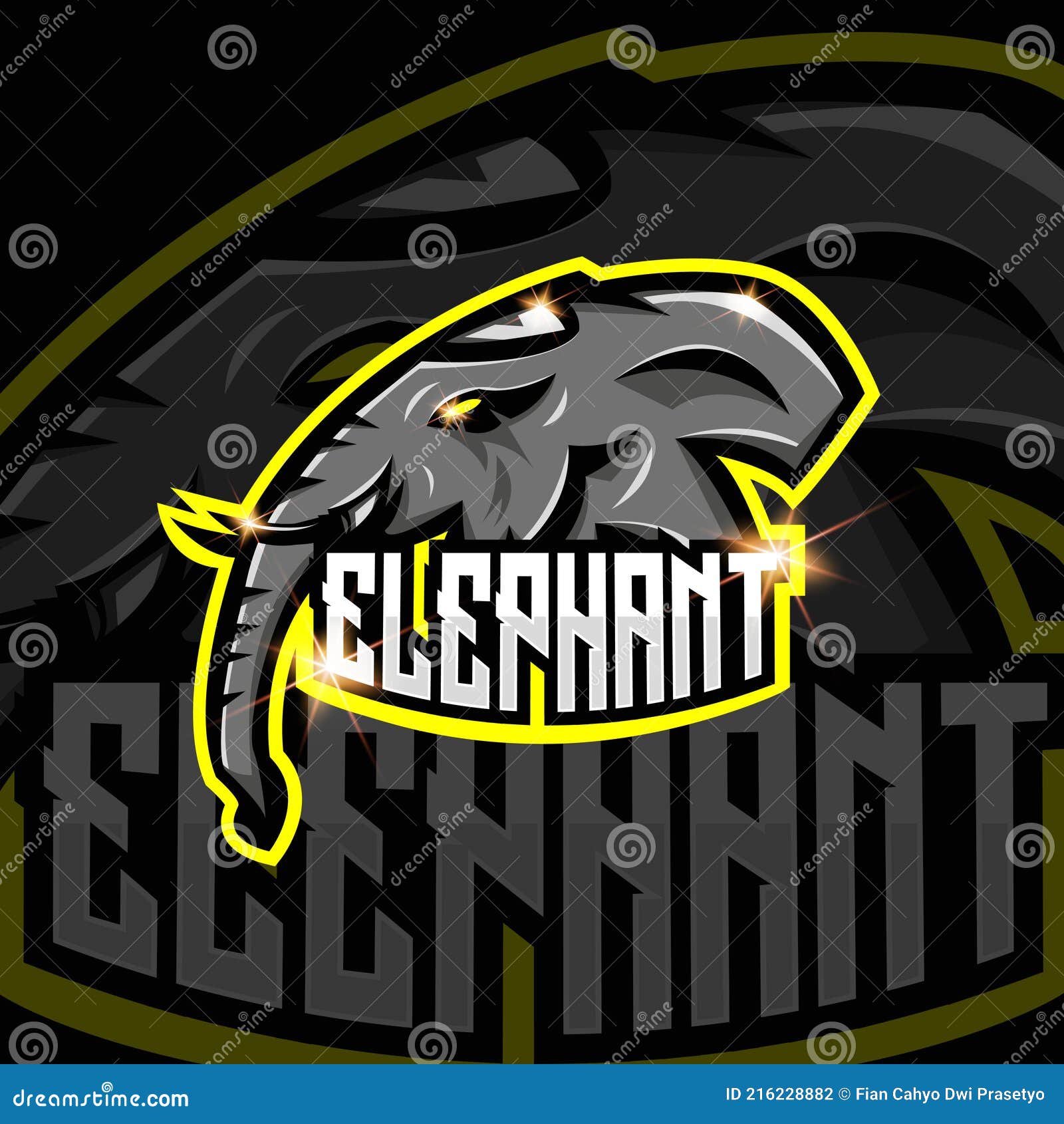Elephant Head Logo for Sport or Esport Team Stock Vector - Illustration ...