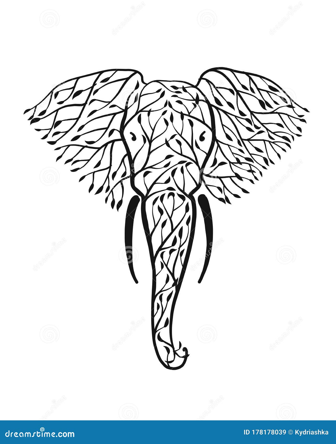 Elephant Head Made from Tree Leaves. Save the Earth Stock Vector ...