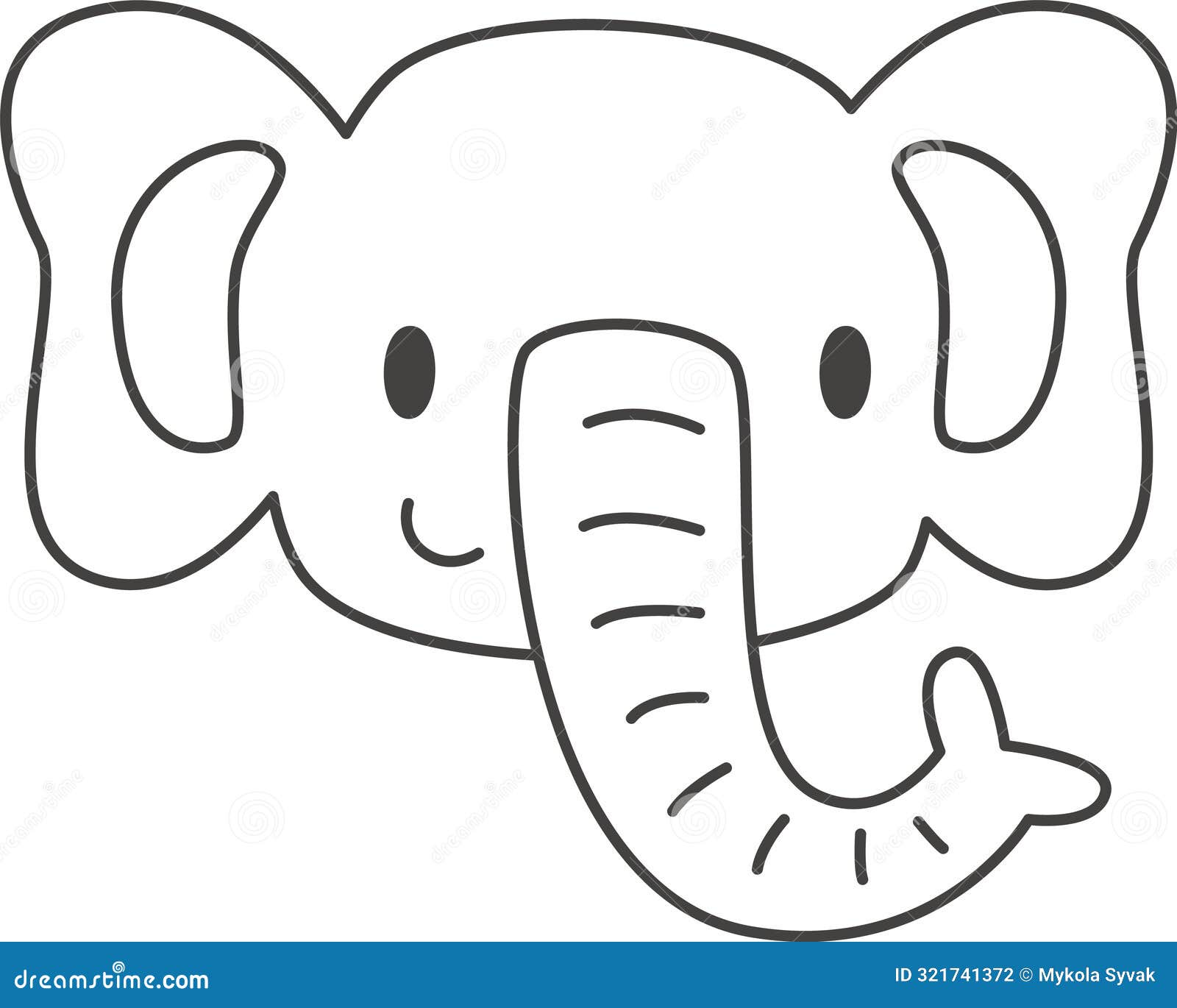 Elephant Head Outline stock vector. Illustration of vector - 321741372