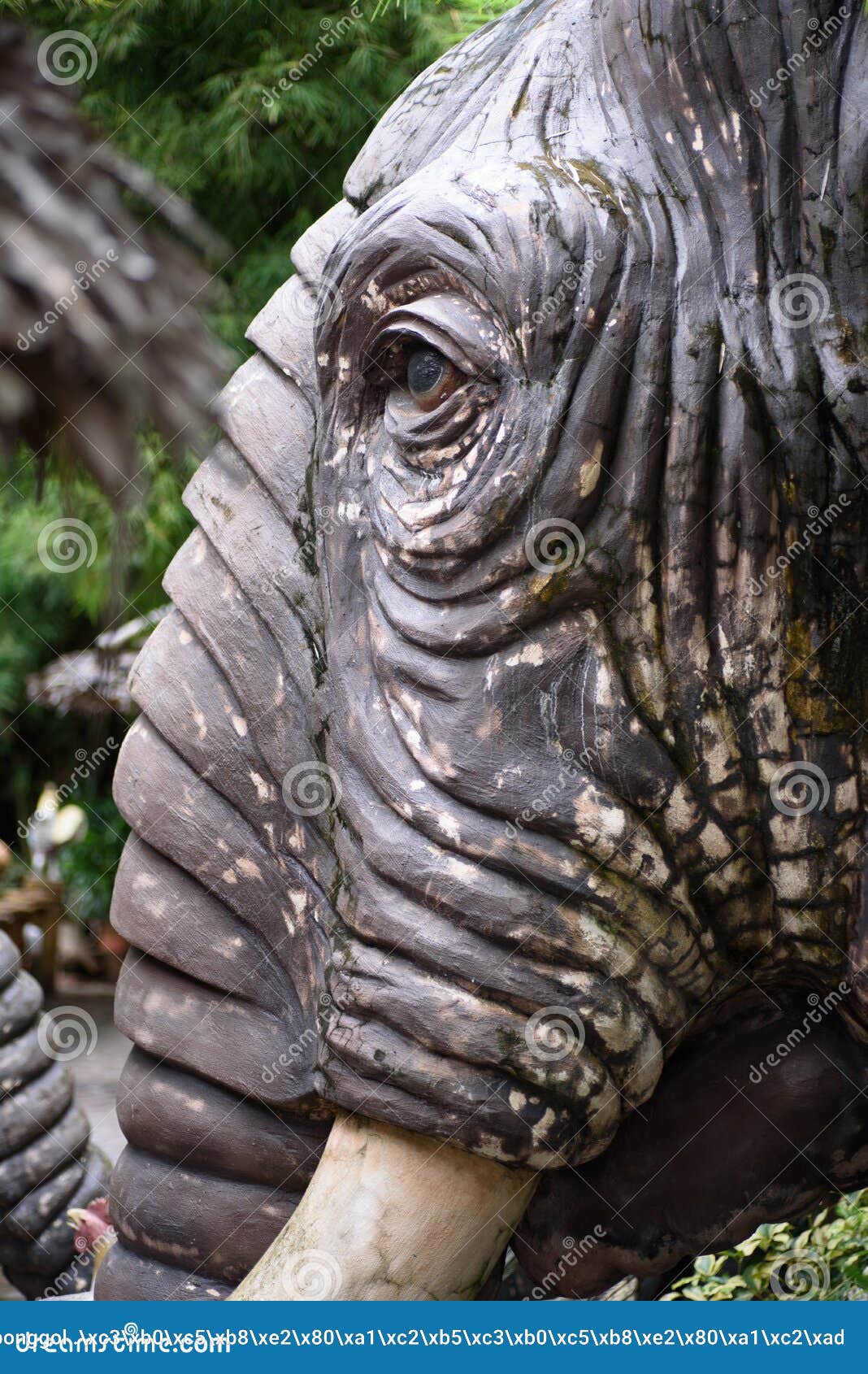 Elephant Head Sculpture in the Garden Stock Photo - Image of animal ...