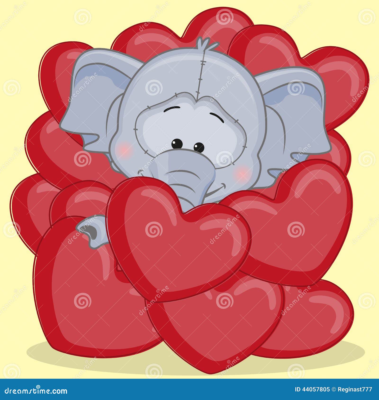 Elephant in hearts stock vector. Illustration of letter - 44057805