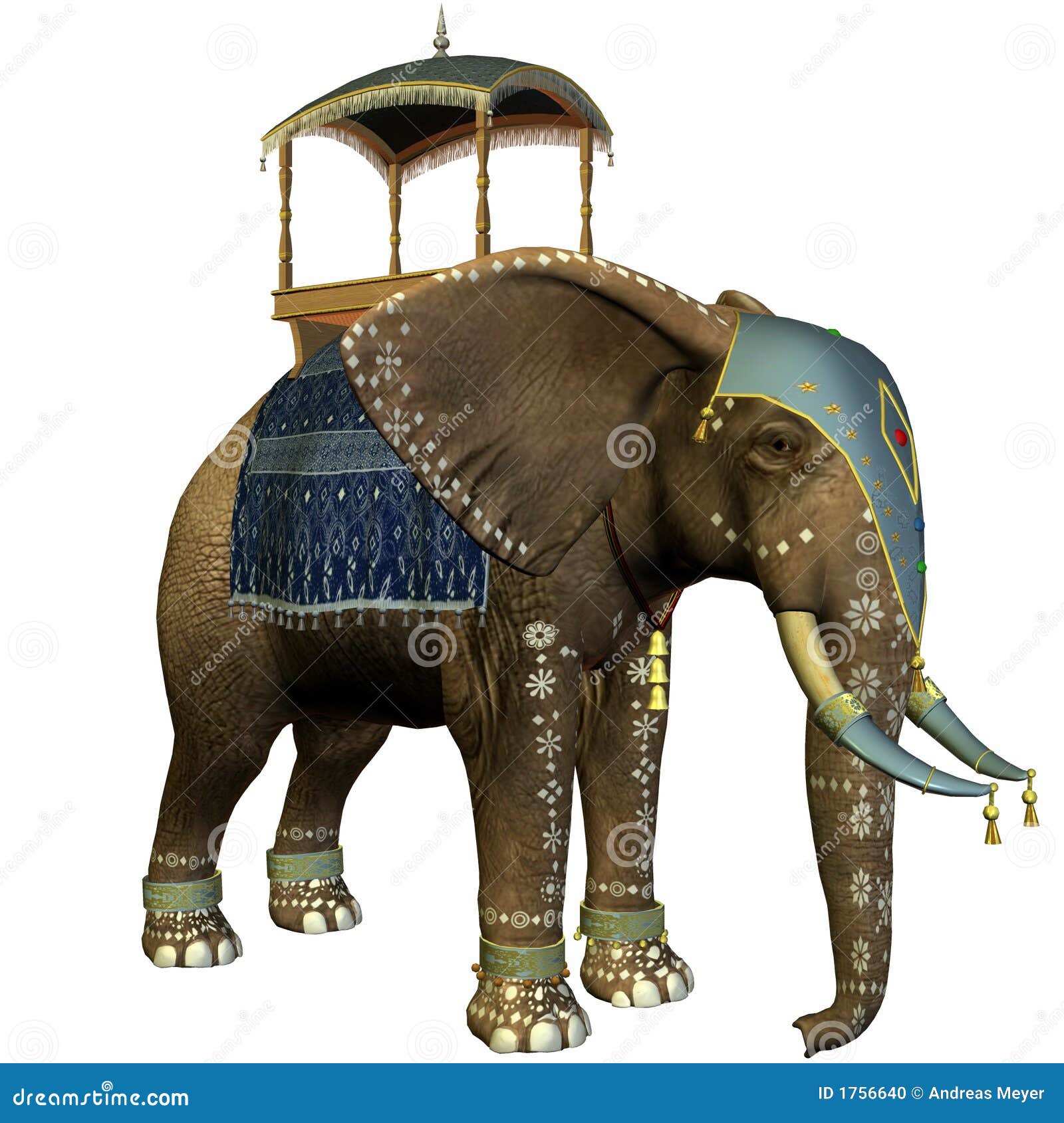 Elephant With Howdah Stock Photo - Image: 1756640