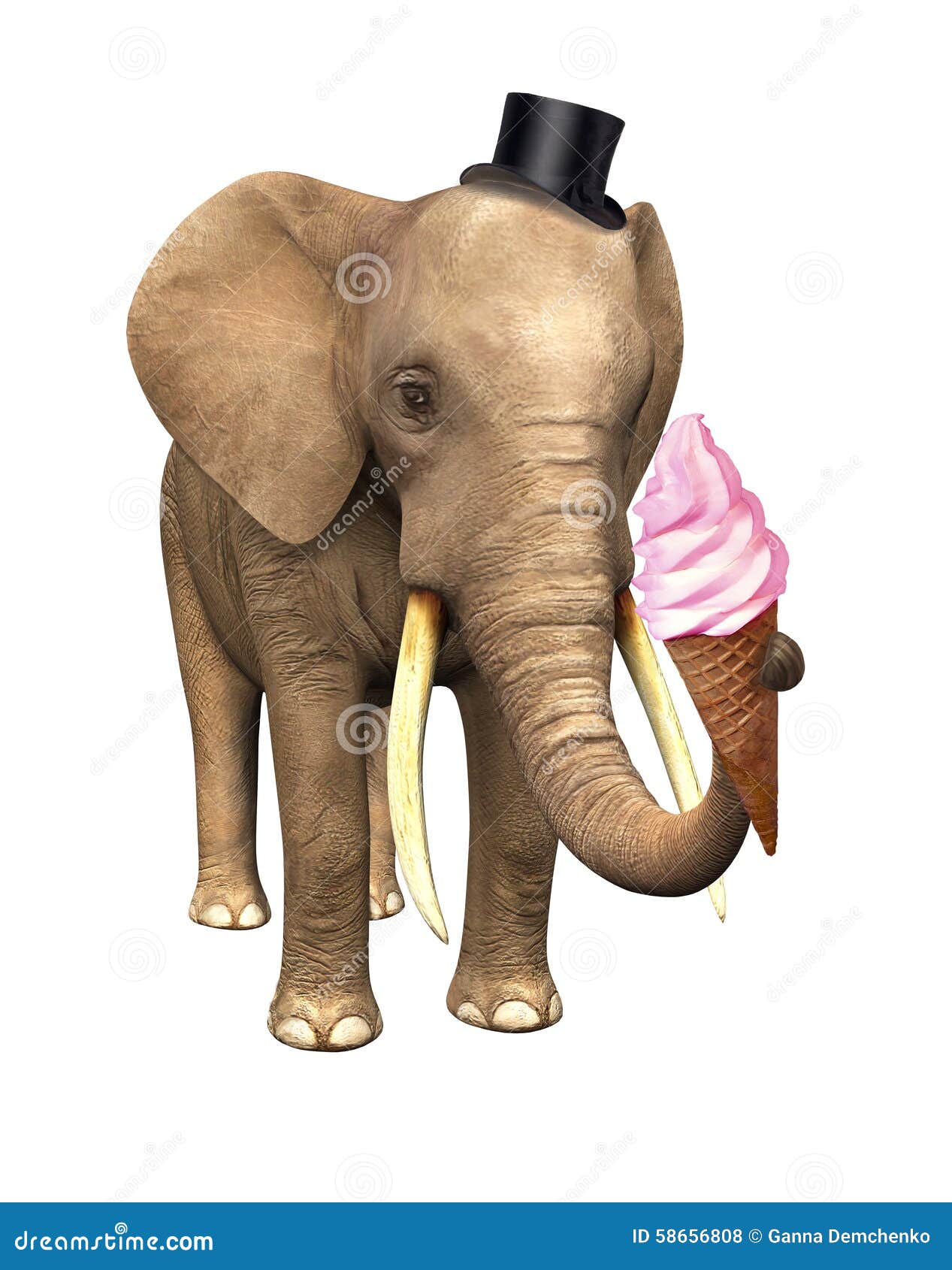 Elephant with an ice cream stock illustration. Illustration of dream ...