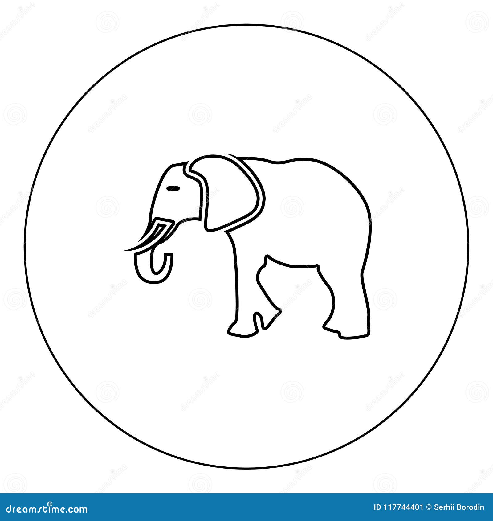 Elephant Icon Black Color in Circle Vector Illustration Isolated Stock ...