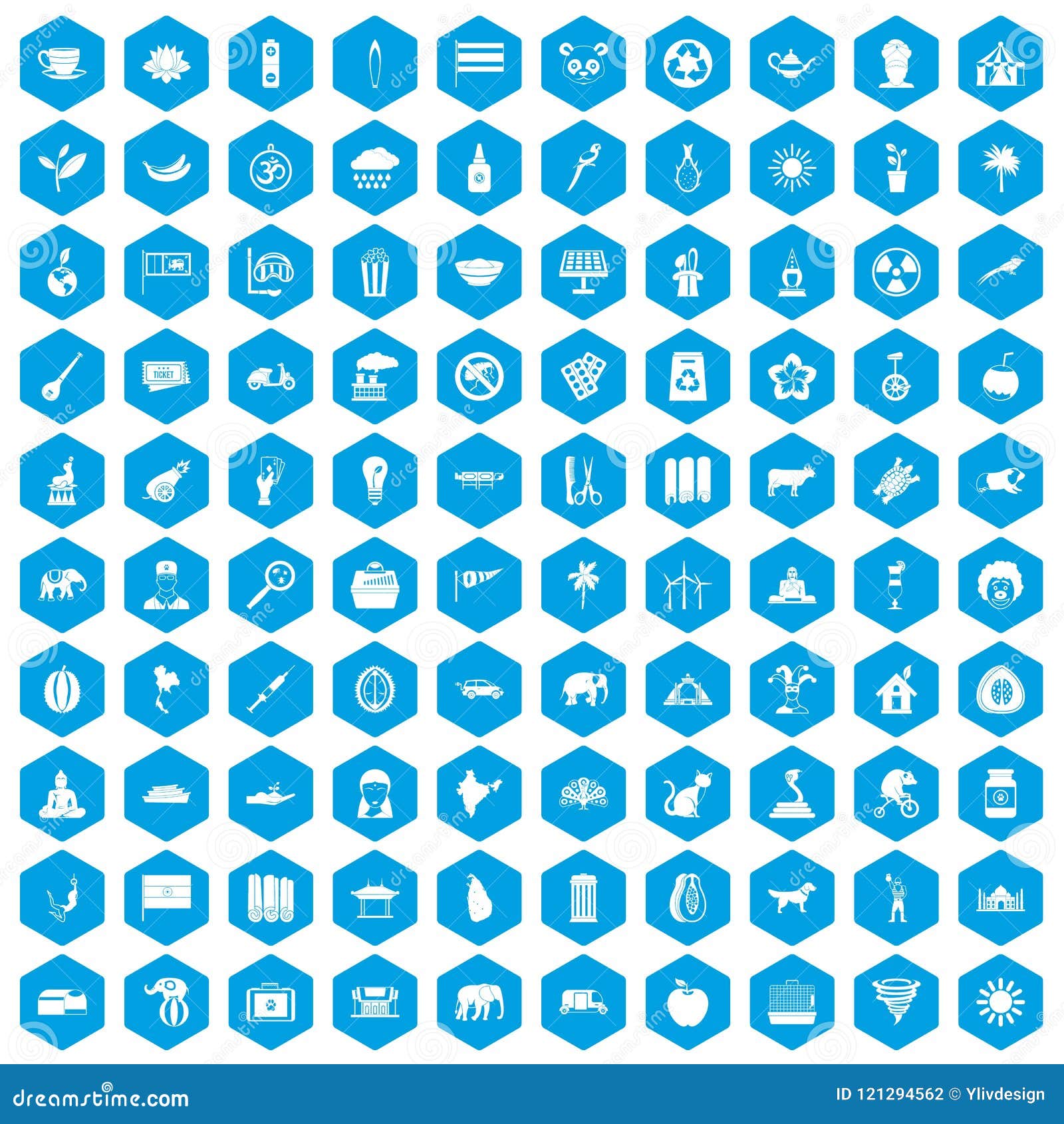 100 Elephant Icons Set Blue Stock Vector - Illustration of icons ...