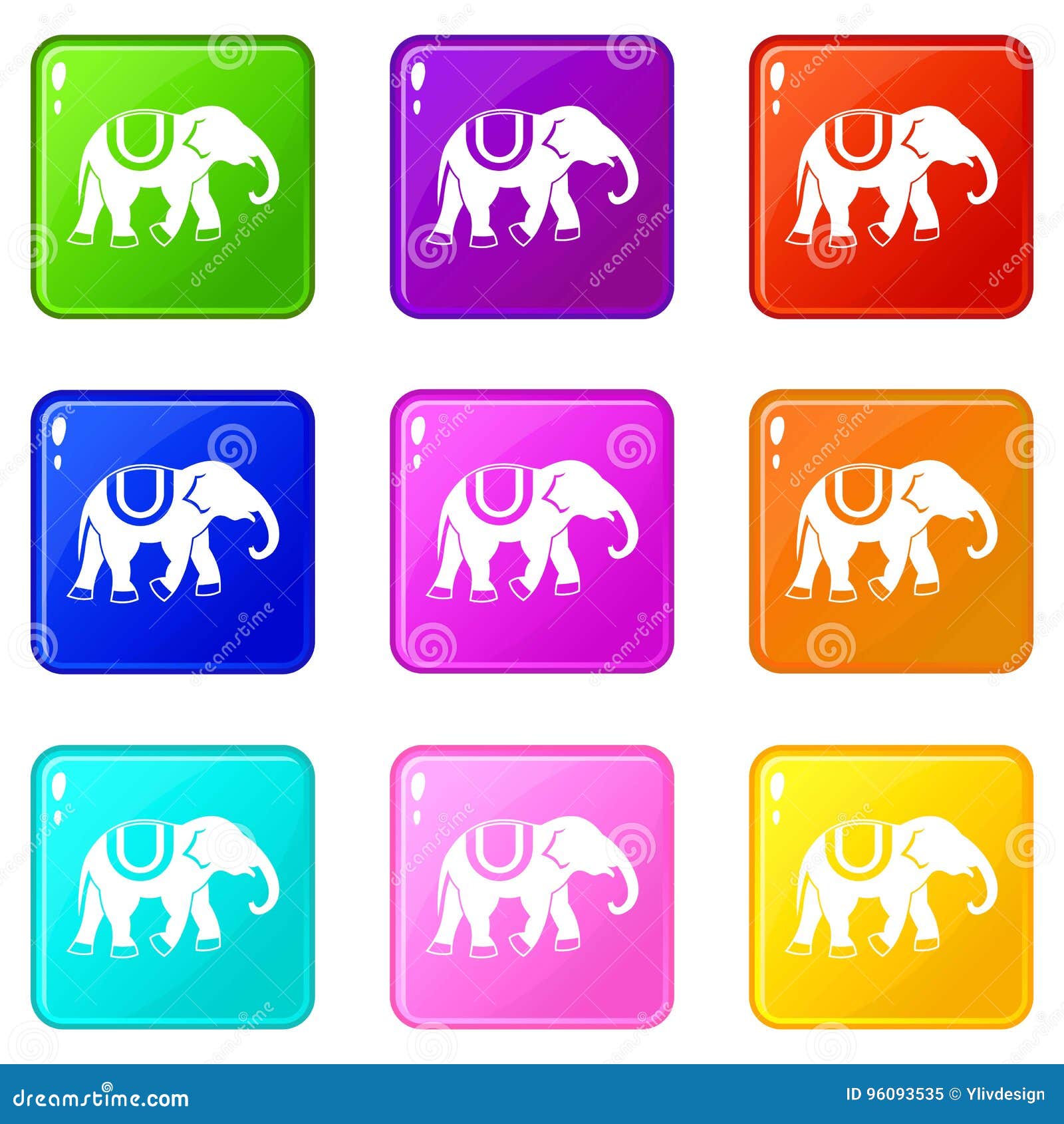 Elephant icons 9 set stock vector. Illustration of head - 96093535