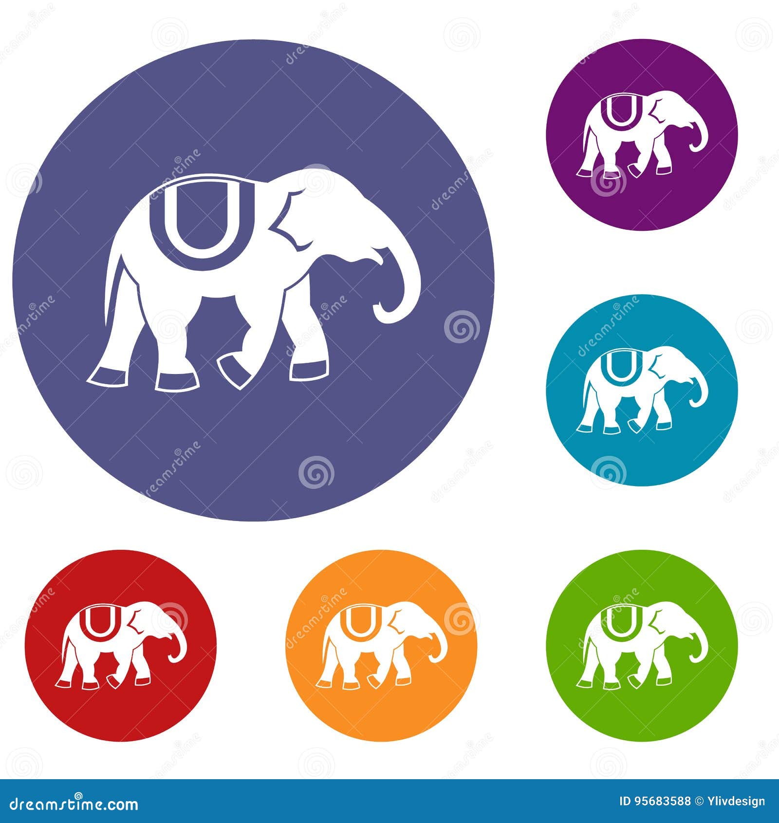 Elephant icons set stock vector. Illustration of circle - 95683588
