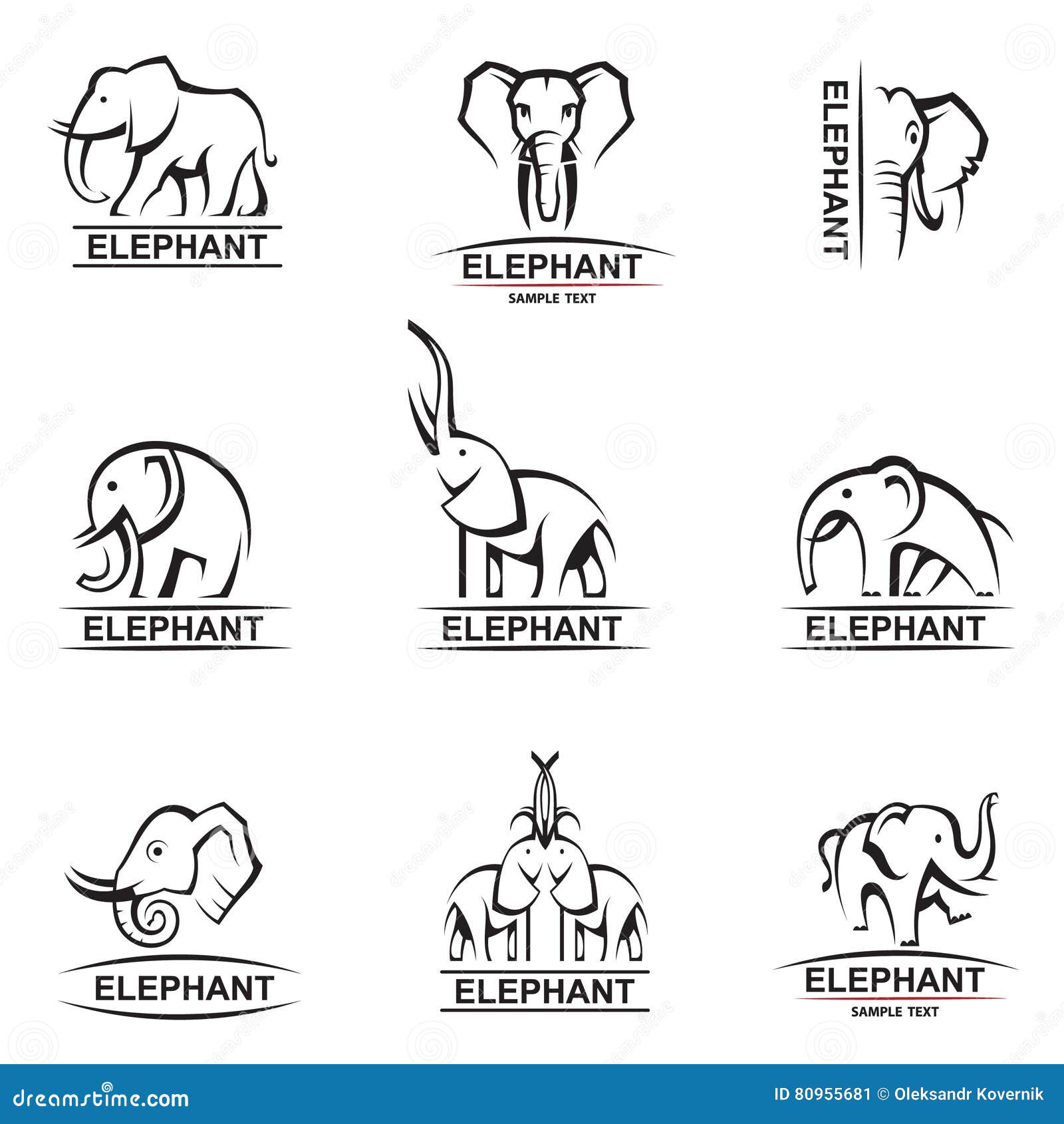 Elephant icons set stock vector. Illustration of animal - 80955681