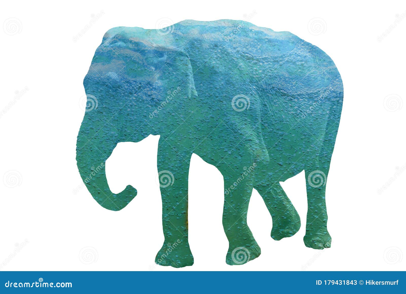 Elephant Illustration with Turquoise Blue Water Structure Stock Image ...
