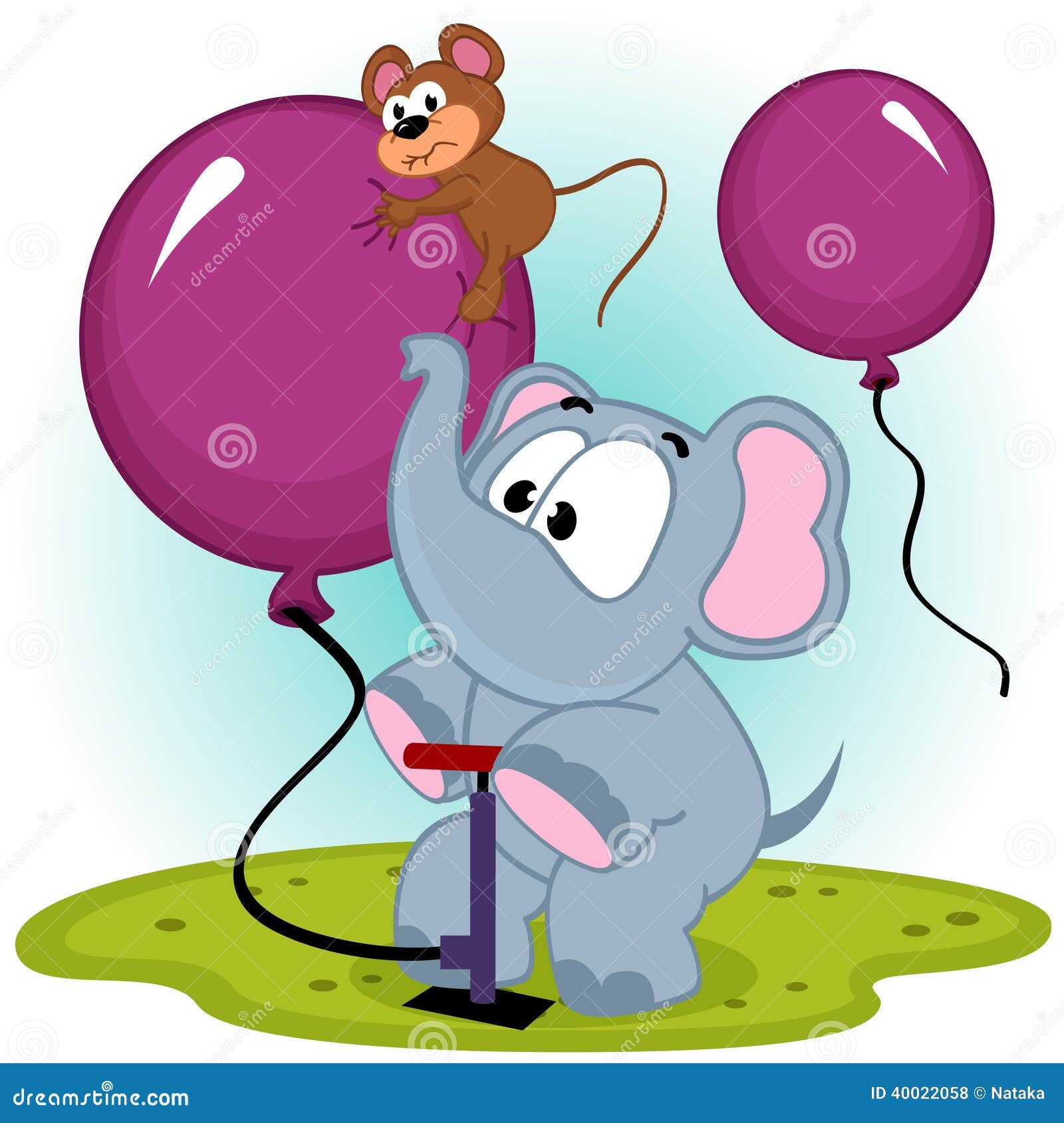 Elephant Inflating Balloon with Mouse Stock Vector - Illustration of ...
