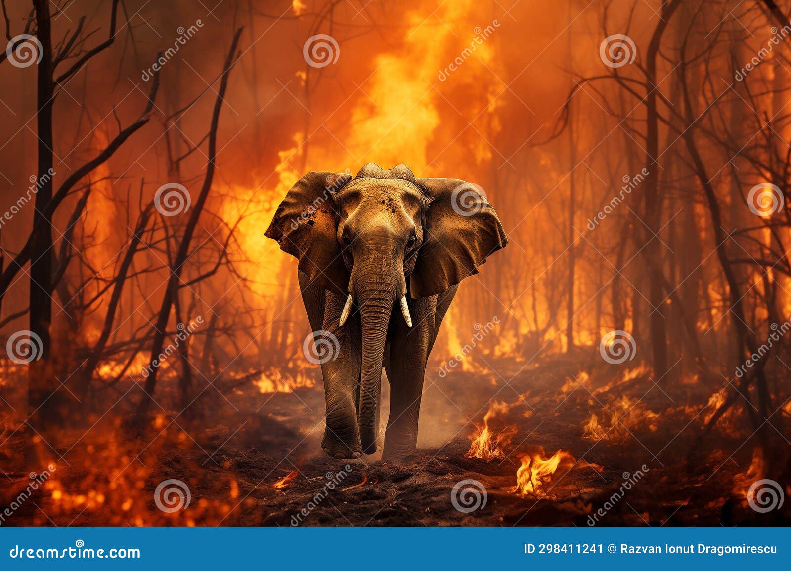 Elephant In Deforestation Aftermath: A Realistic Image Of Environmental ...