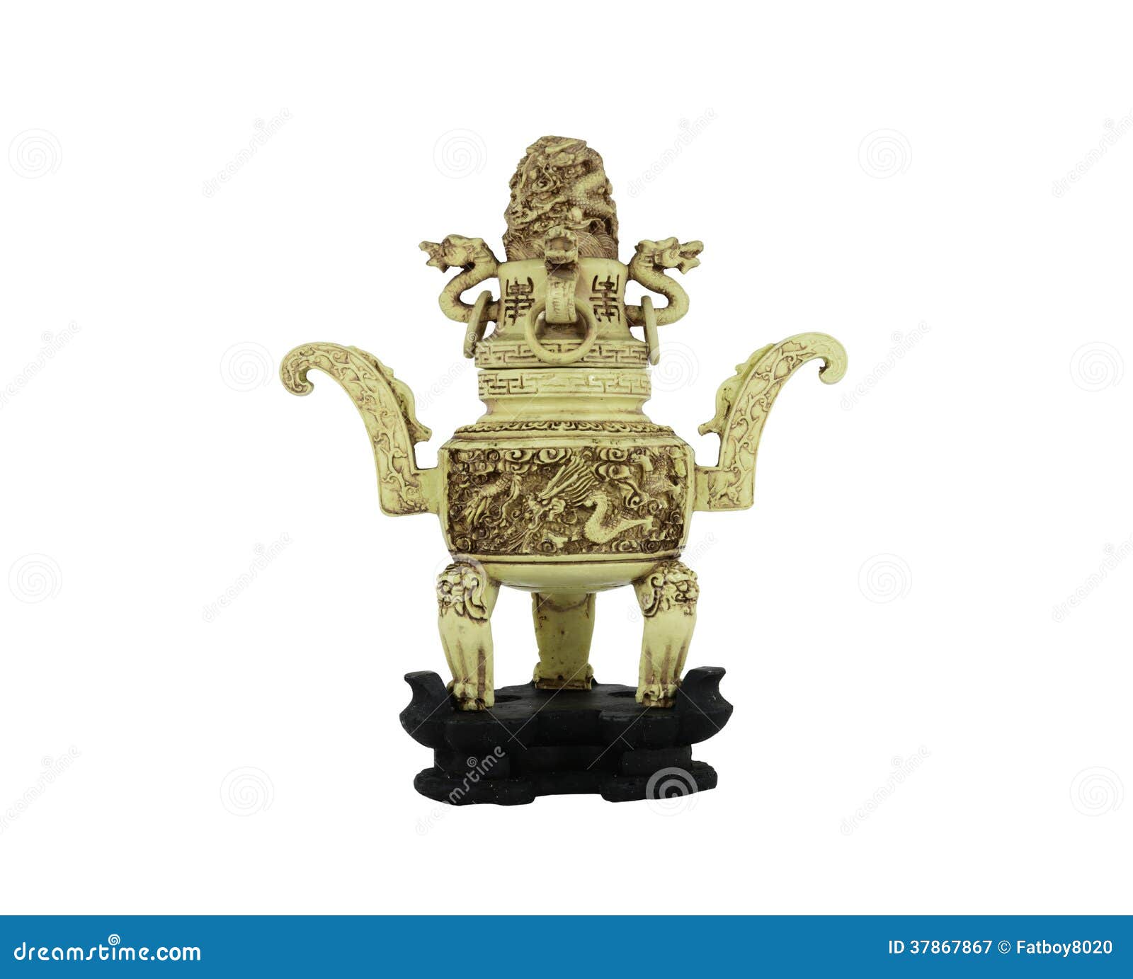 Elephant Ivory Craved Model Of Sitting Emperor Isolated On White ...