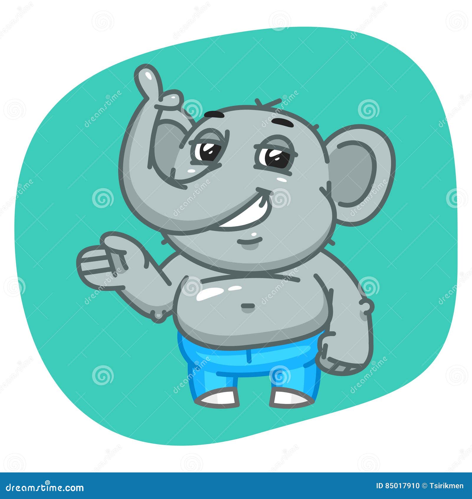 Elephant in Jeans Pants Shows and Smiling Stock Vector - Illustration ...