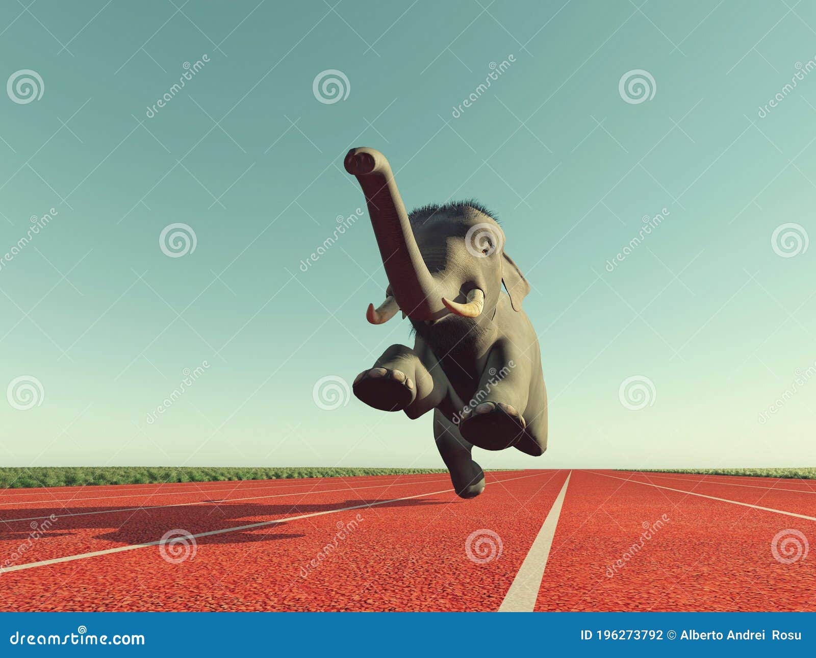 Elephant Jogging on Running Track . Stock Illustration - Illustration ...