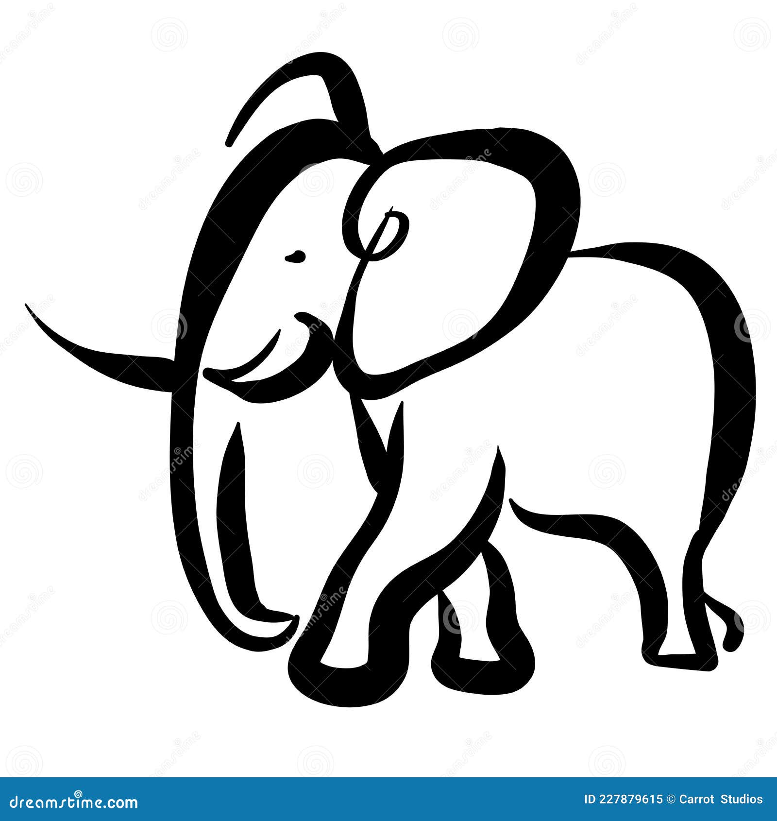 Elephant Line art stock vector. Illustration of vector - 227879615