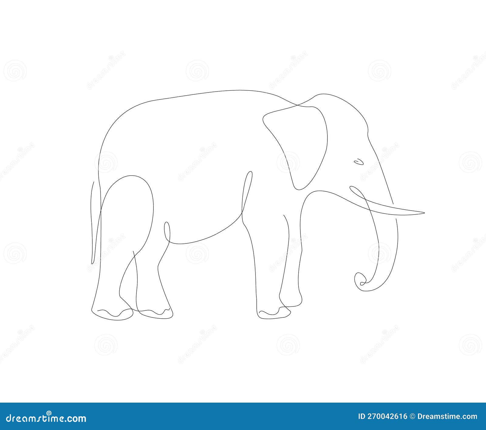 Elephant Line Art Illustration. African Animals Single Line. Stock ...