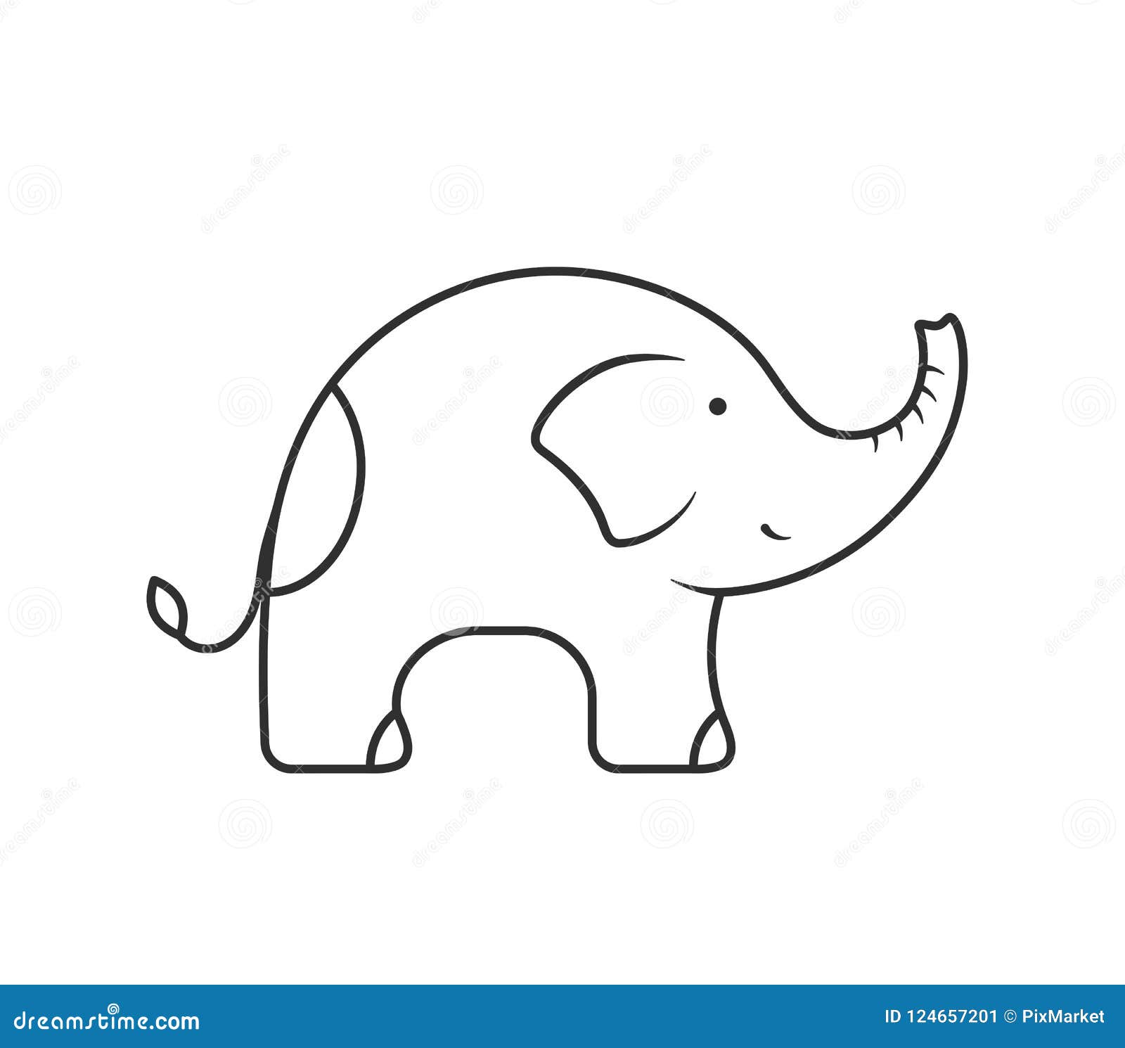Elephant Line For Coloring Cartoon Vector | CartoonDealer.com #75286257