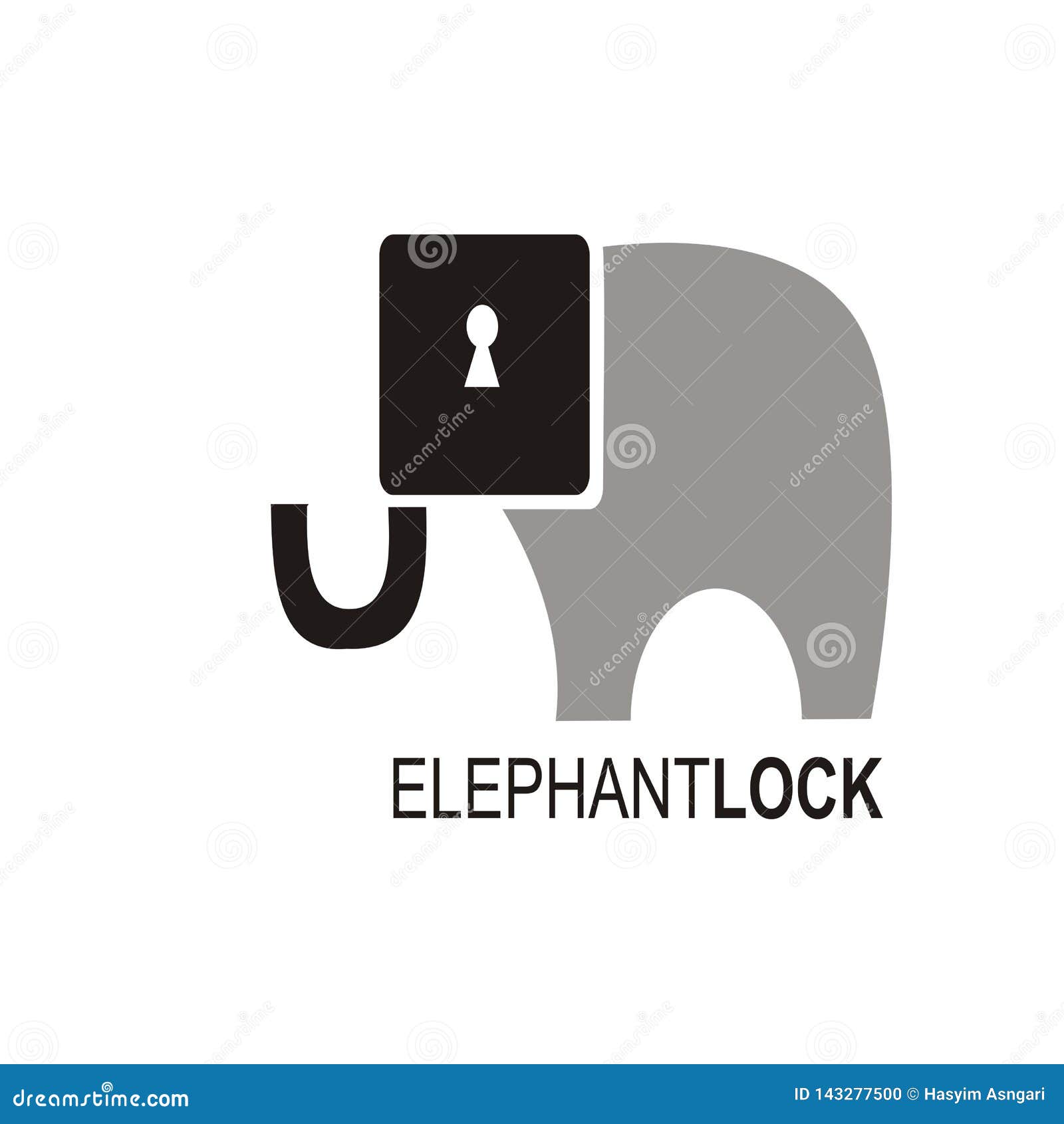 Elephant lock logo design stock illustration. Illustration of style ...