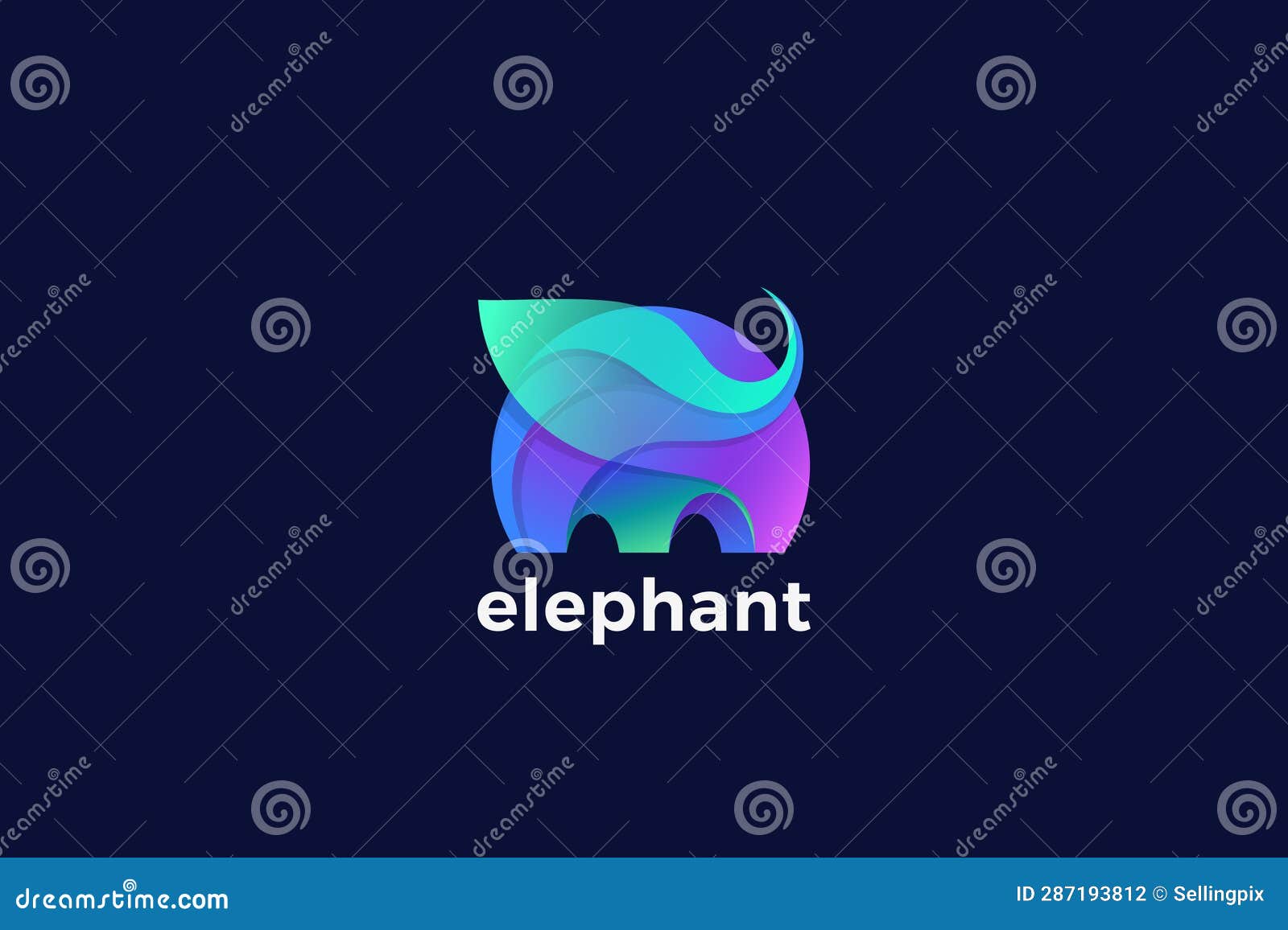 Elephant Logo Elegant Overlapping Gradients Abstract Vector Design ...